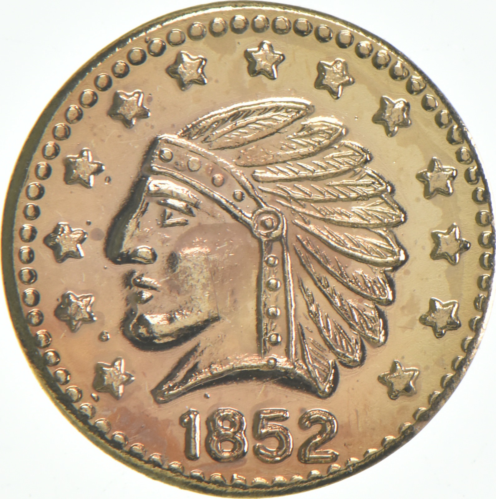 1852 Indian Head Round California Gold Rush Souvenir Token | Property Room
