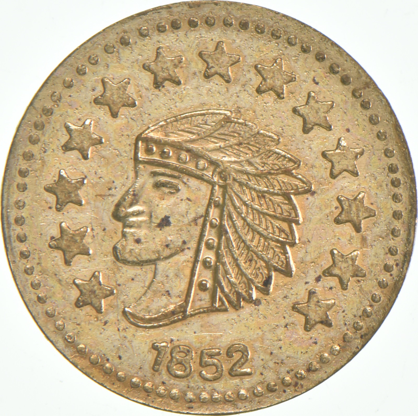 1852 Indian Head Round California Gold Rush Souvenir Token | Property Room