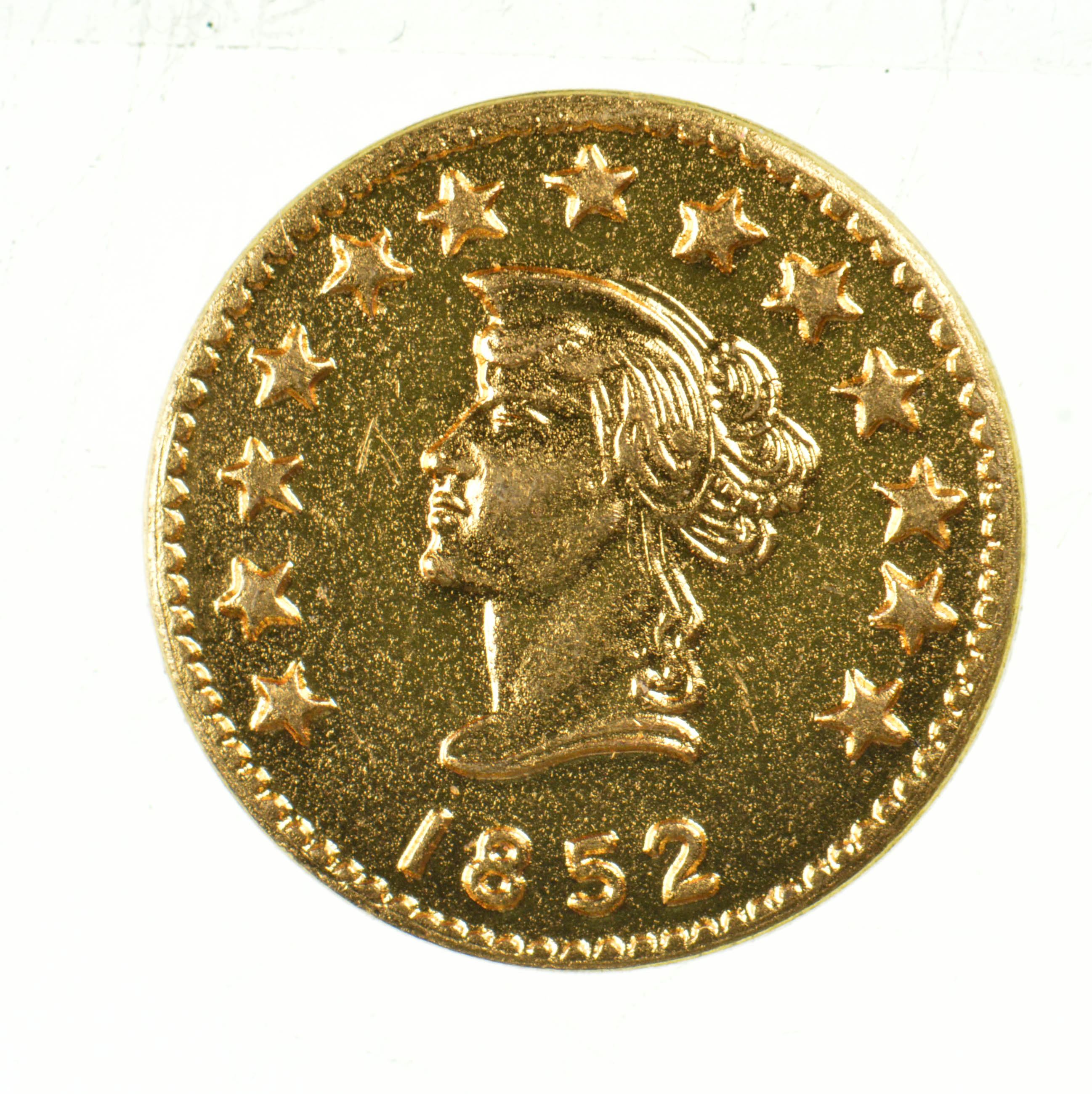 1852 Liberty Head Round California Gold Rush Souvenir Token | Property Room