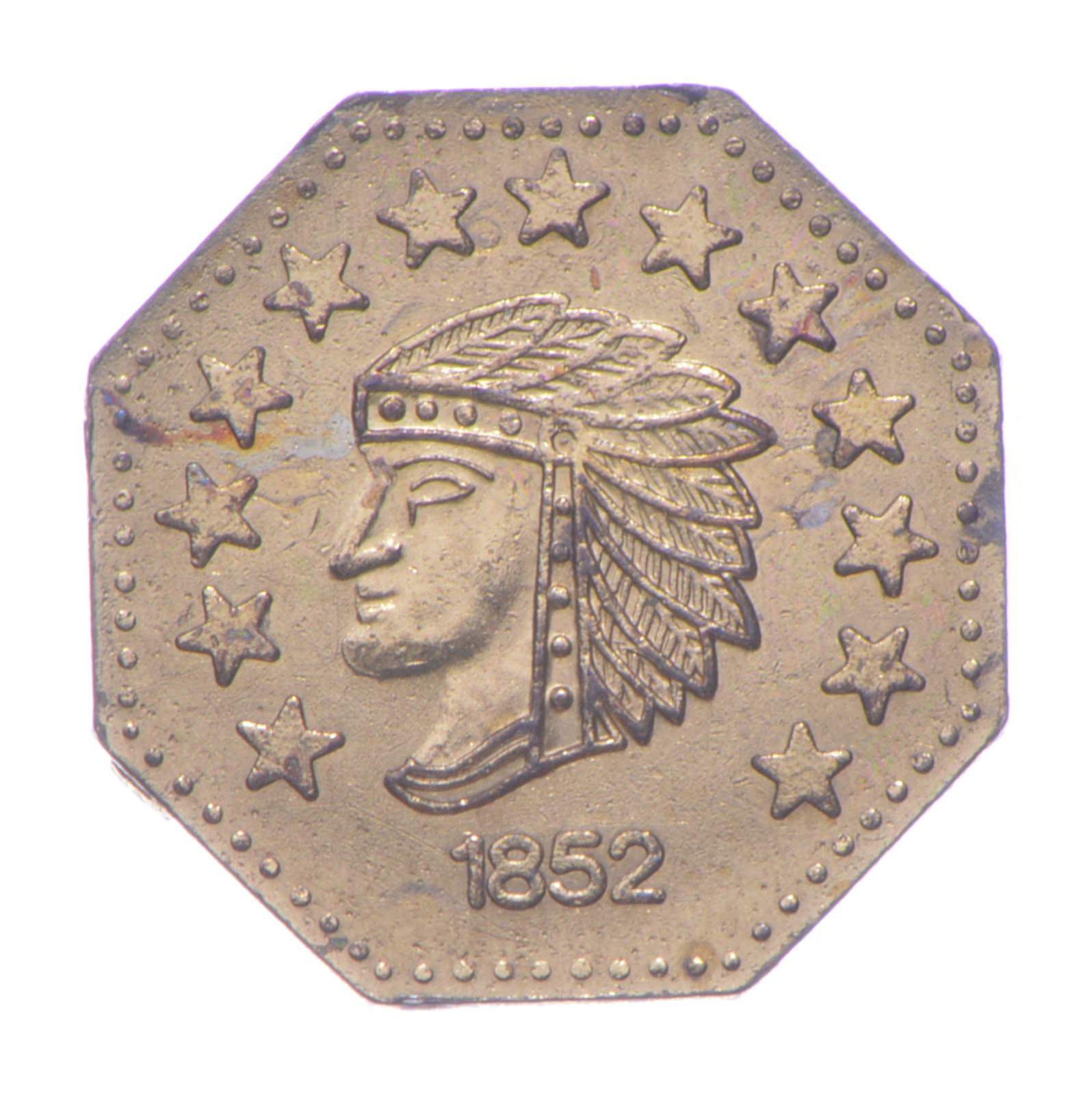 1852 Octagonal California Gold Rush Souvenir Token | Property Room