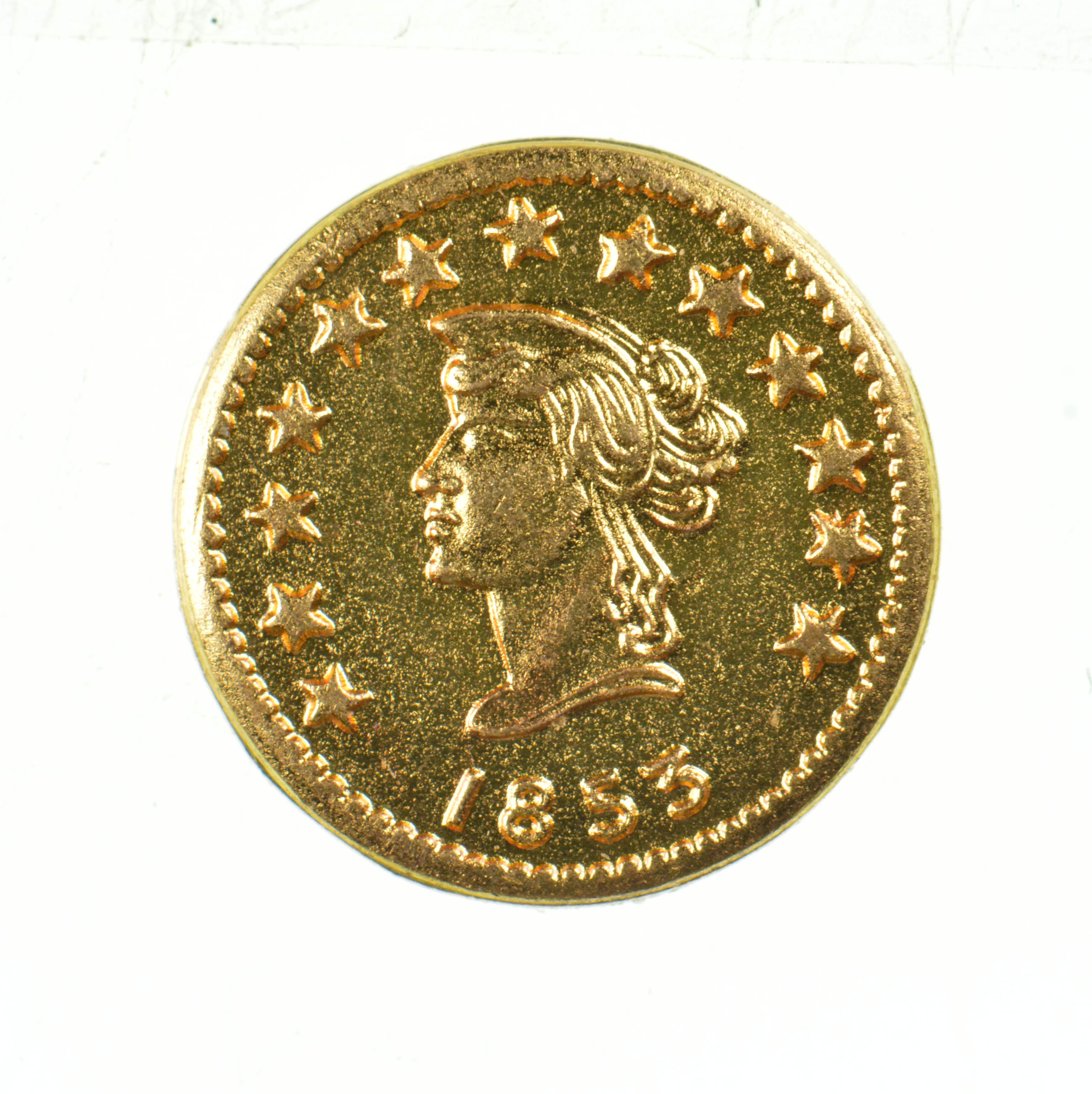 1853 Liberty Head Round California Gold Rush Souvenir Token | Property Room