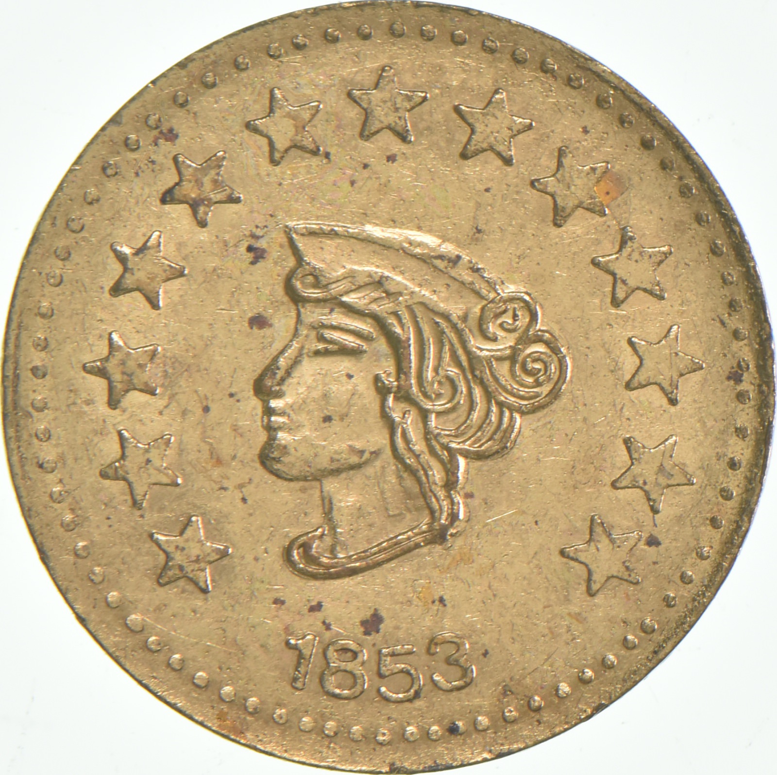 1853 Liberty Round California Gold Rush Souvenir Token | Property Room