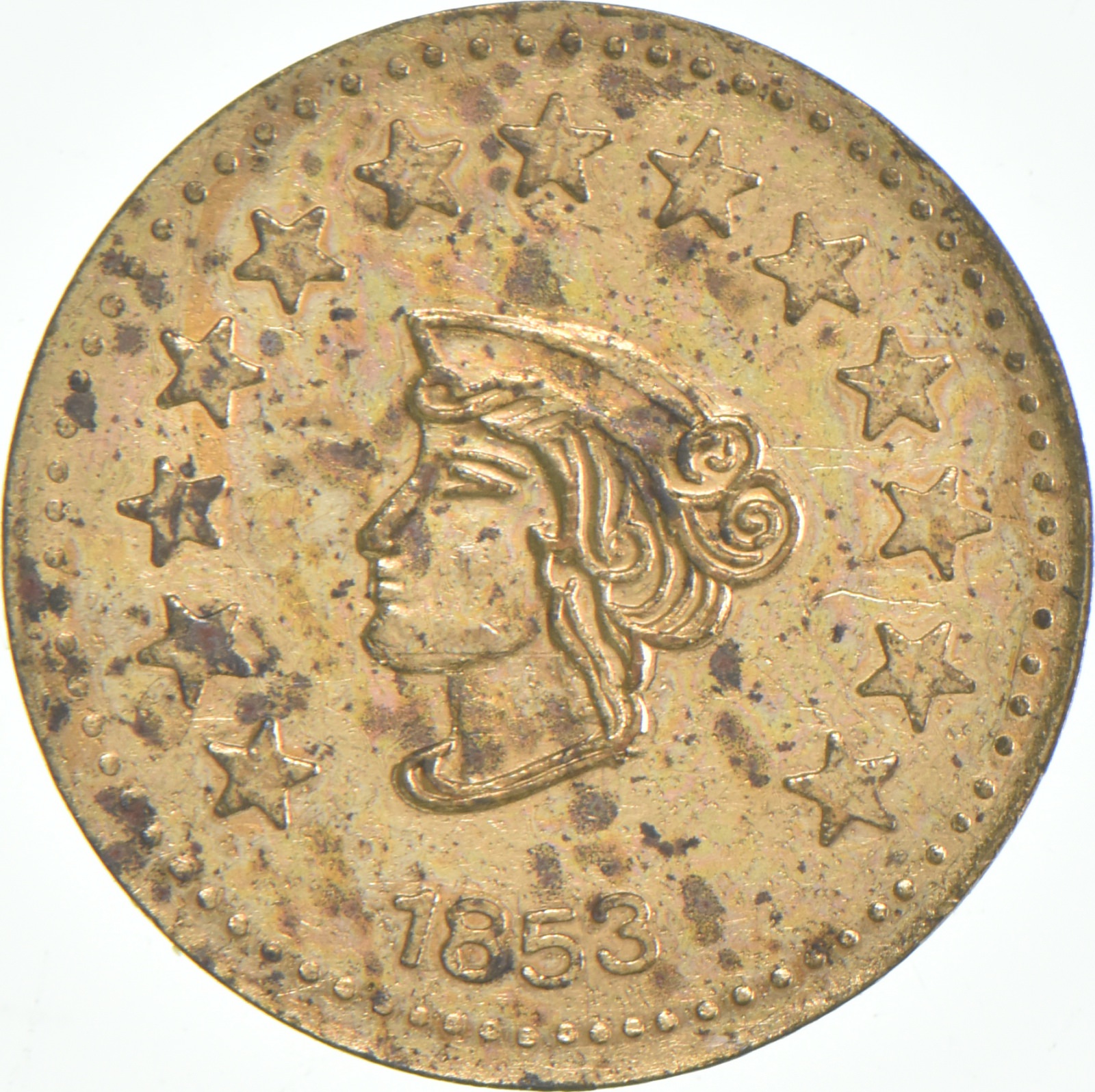 1853 Liberty Round California Gold Rush Souvenir Token | Property Room