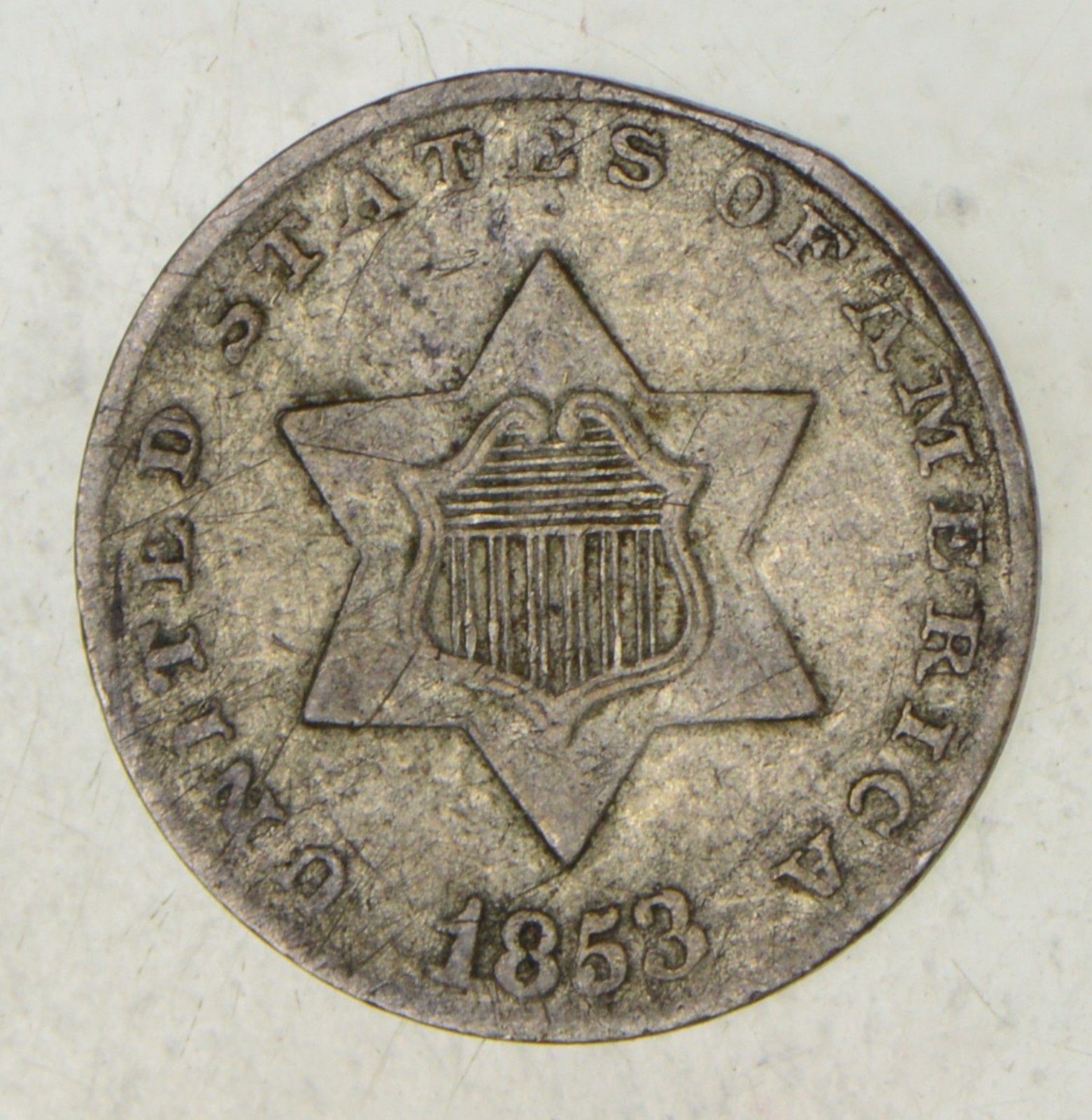 1853 Silver Three-Cent Piece - Trime | Property Room