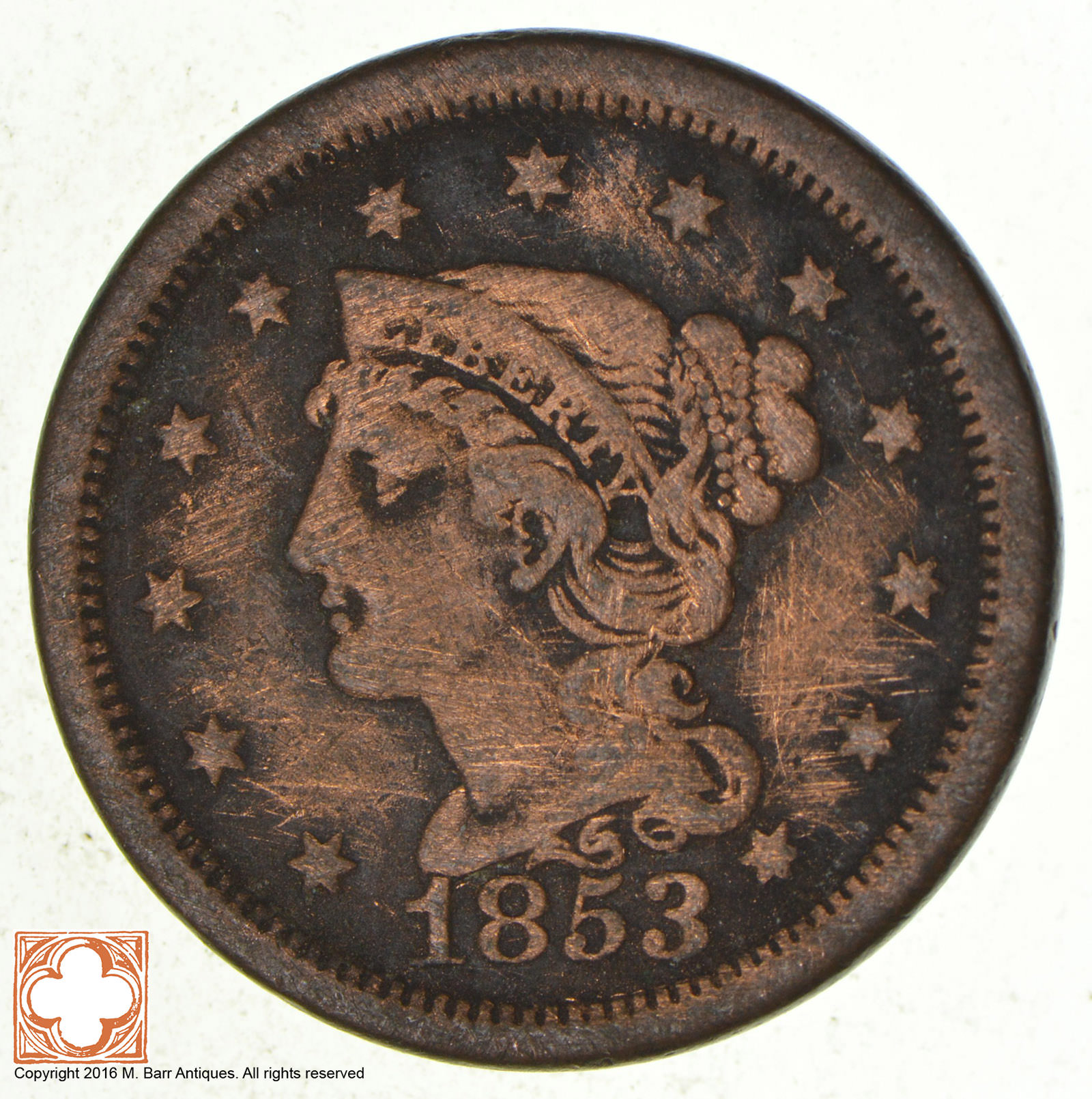 1853 - US Type Coin Braided Hair Large Cent | Property Room