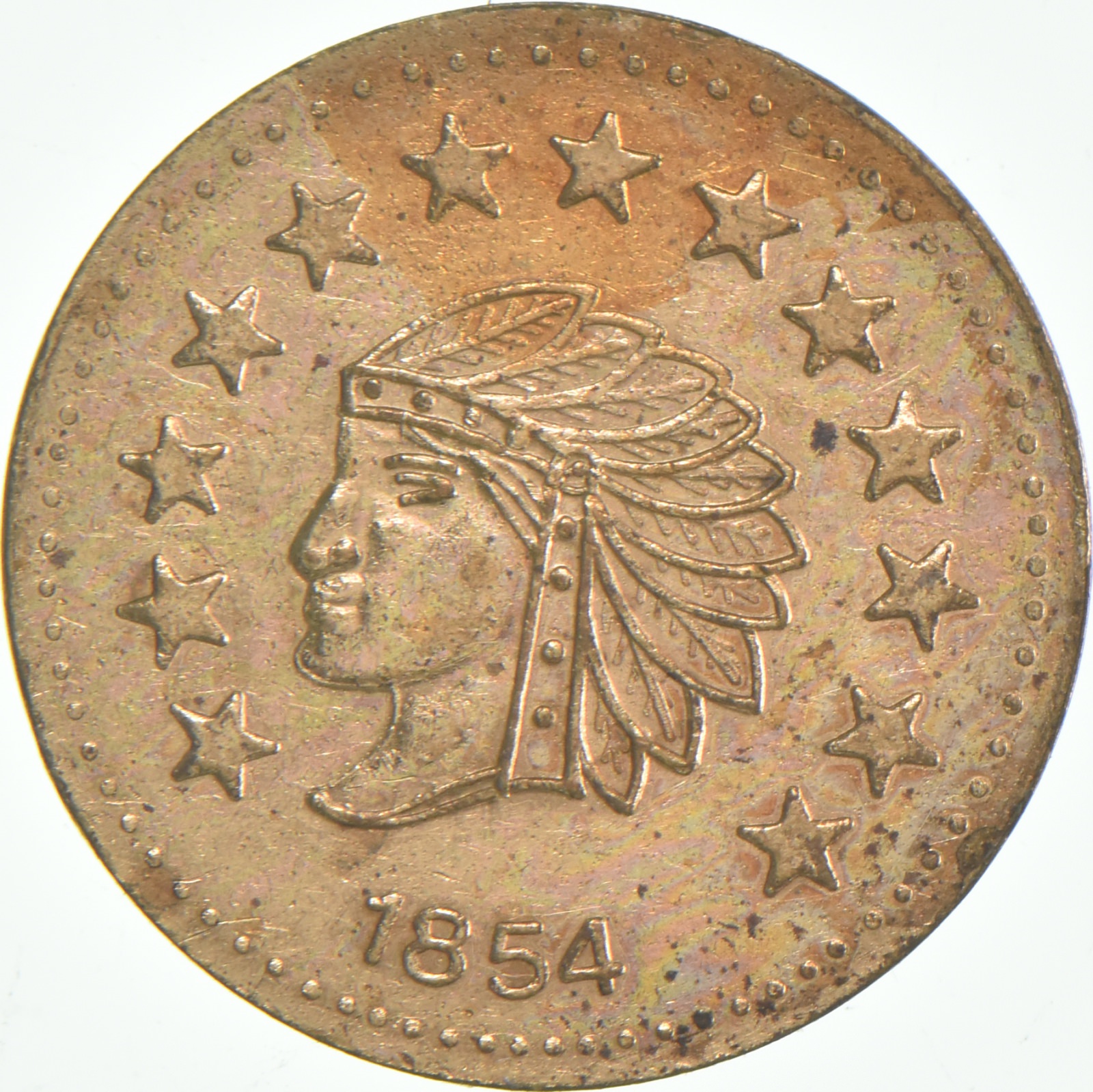 1854 Indian Head Round California Gold Rush Souvenir Token | Property Room