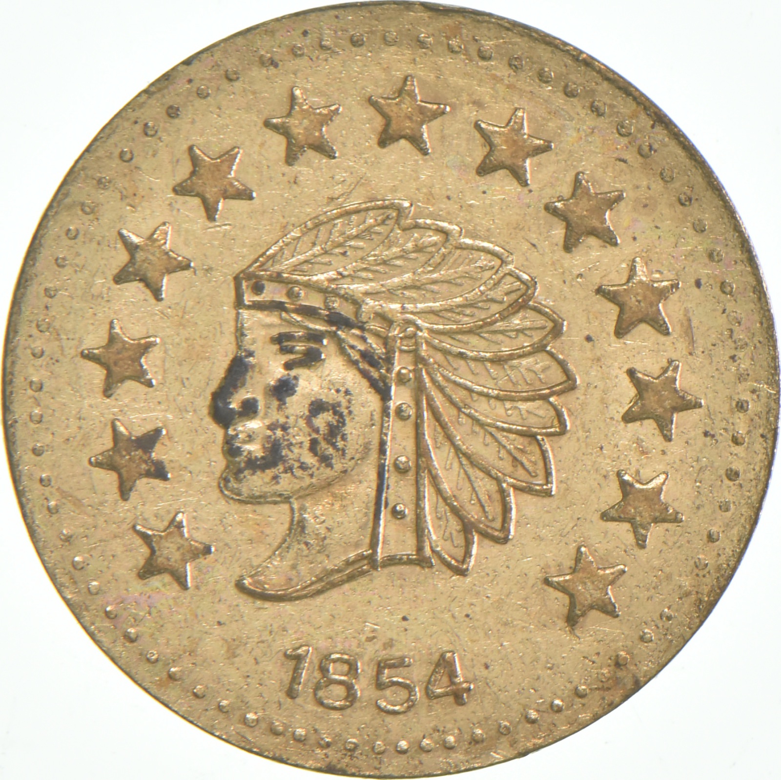 1854 Indian Head Round California Gold Rush Souvenir Token | Property Room