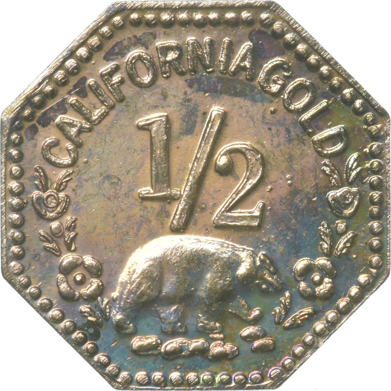 1855 Liberty Head Octagonal California Gold Rush Souvenir Token ...