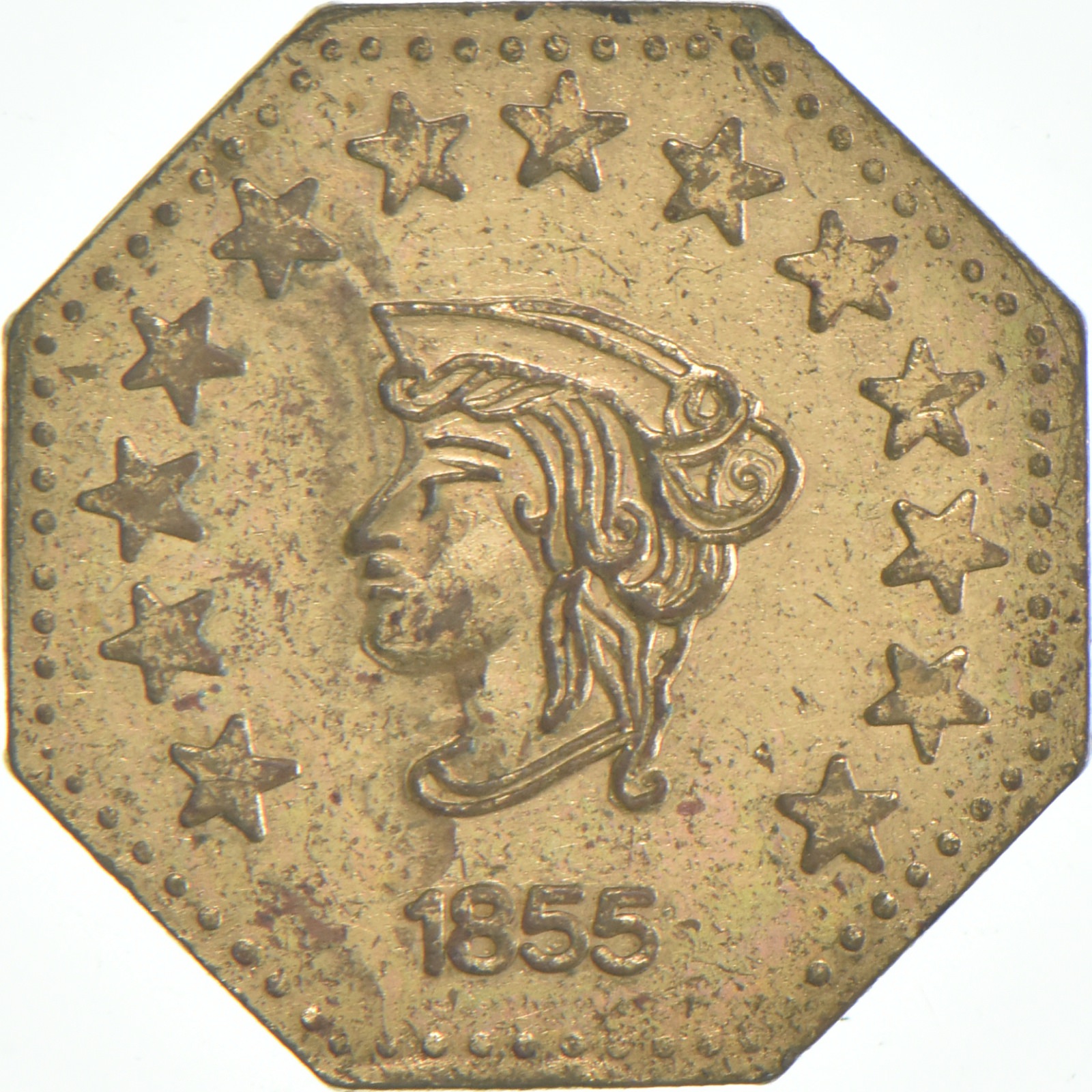 1855 Liberty Octagonal California Gold Rush Souvenir Token | Property Room