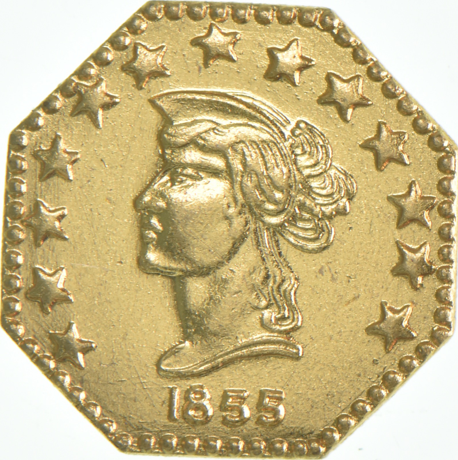 1855 Liberty Octagonal California Gold Rush Souvenir Token | Property Room