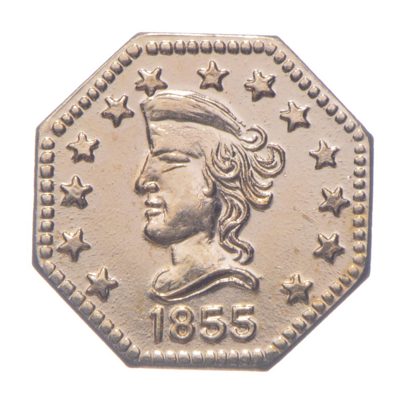 1855 Octagonal California Gold Rush Souvenir Token | Property Room