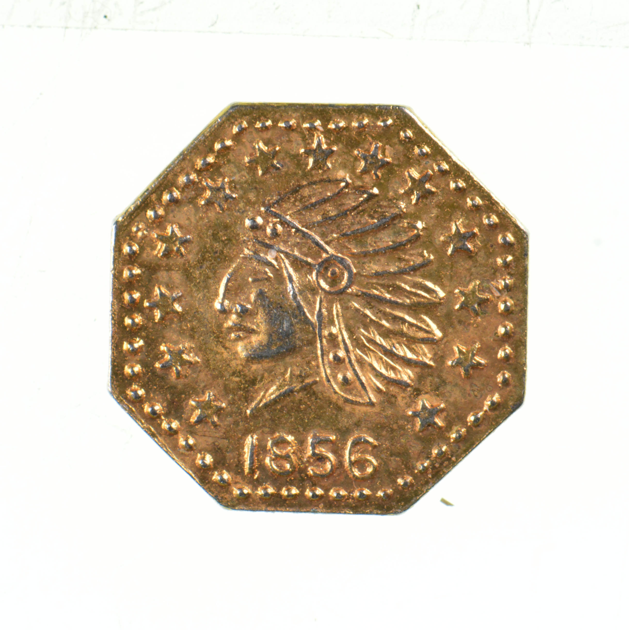 1856 Indian Head Octagonal California Gold Rush Souvenir Token ...