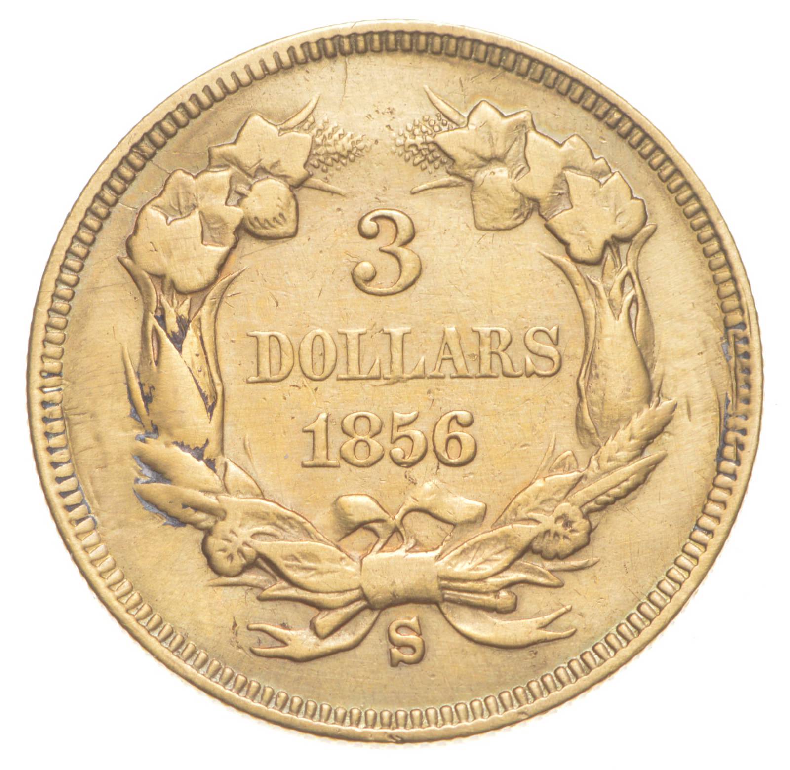 1856-S $3 Indian Princess Head Gold Three-Dollar Piece | Property Room
