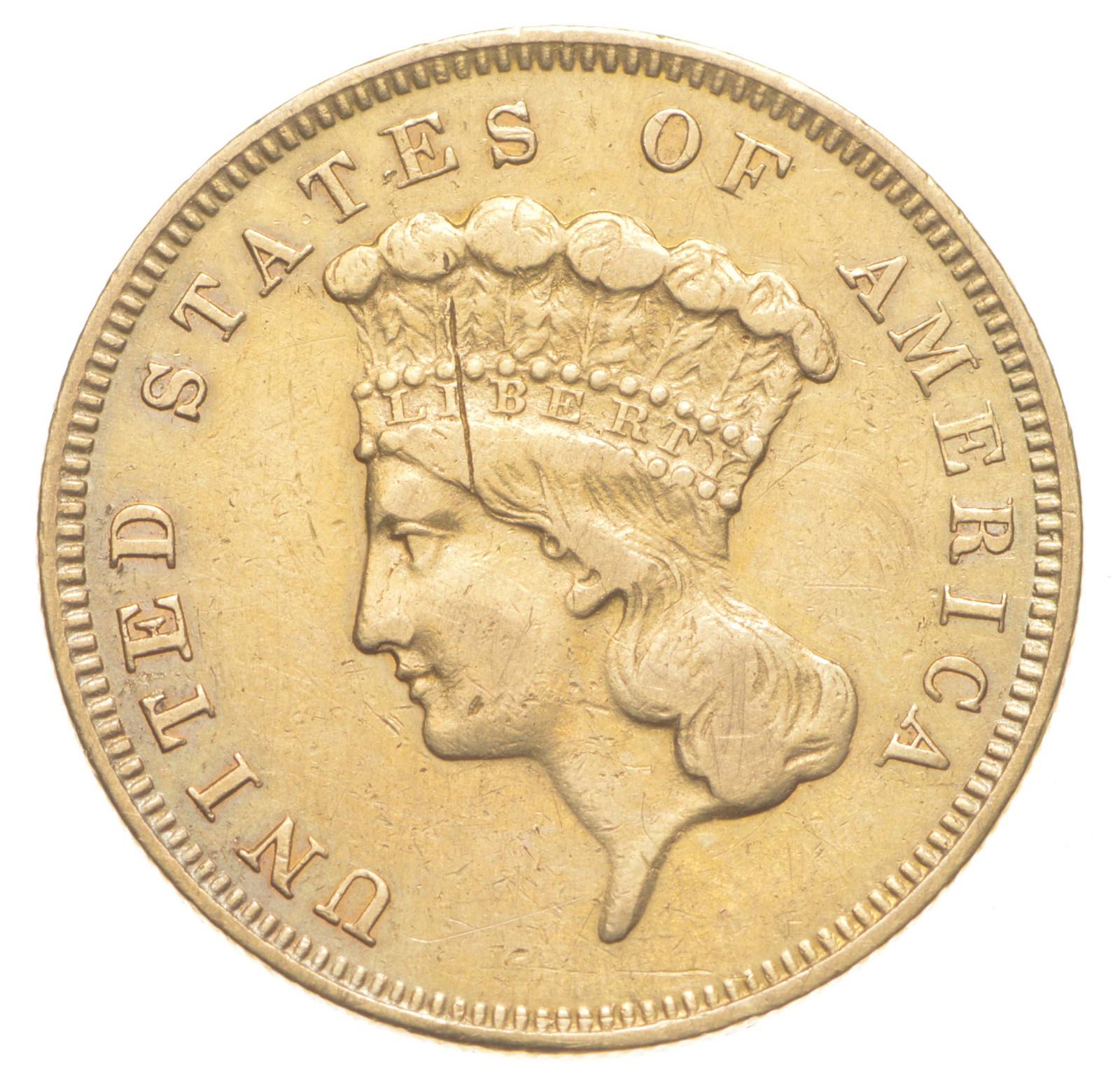 1856-S $3 Indian Princess Head Gold Three-Dollar Piece | Property Room