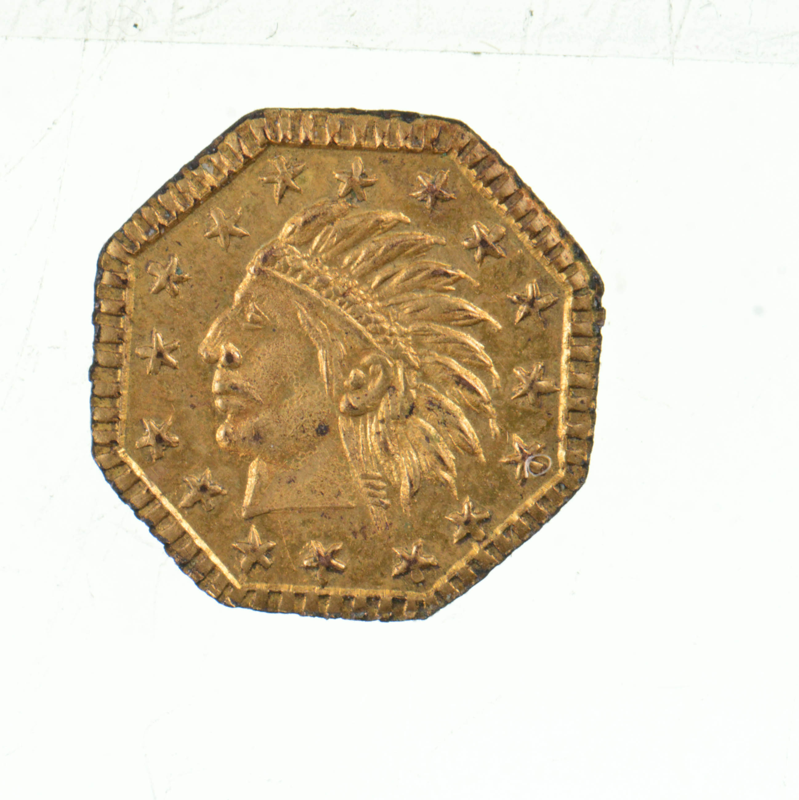 1857 Indian Head Octagonal California Gold Rush Souvenir Token ...