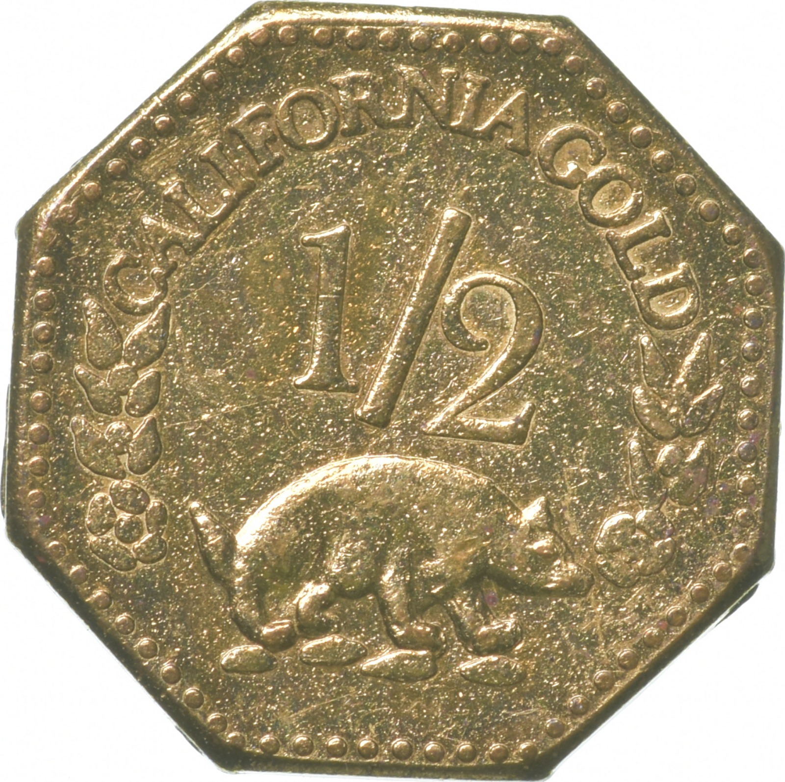 1857 Liberty Head Octagonal California Gold Rush Souvenir Token ...