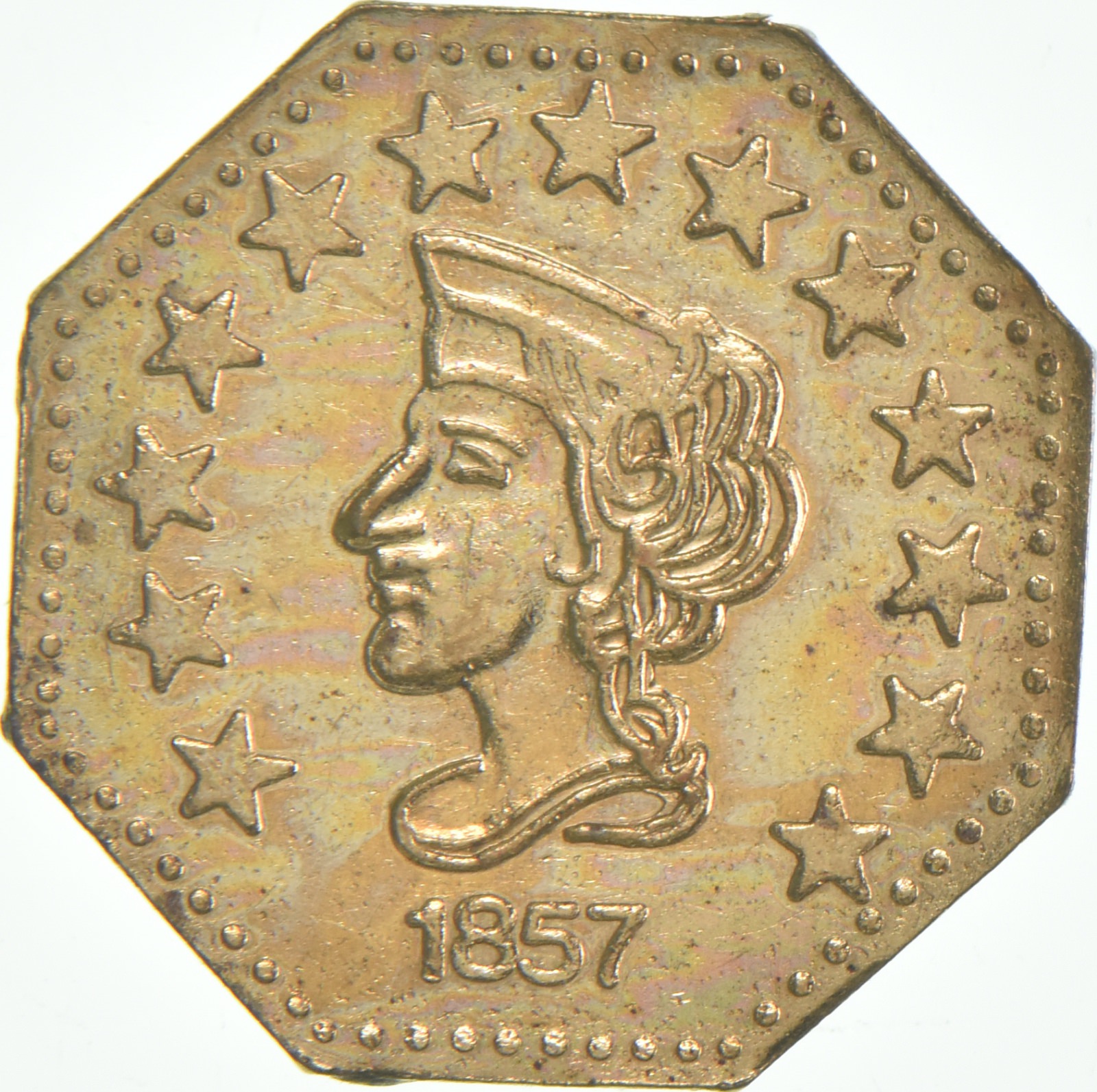 1857 Liberty Octagonal California Gold Rush Souvenir Token | Property Room