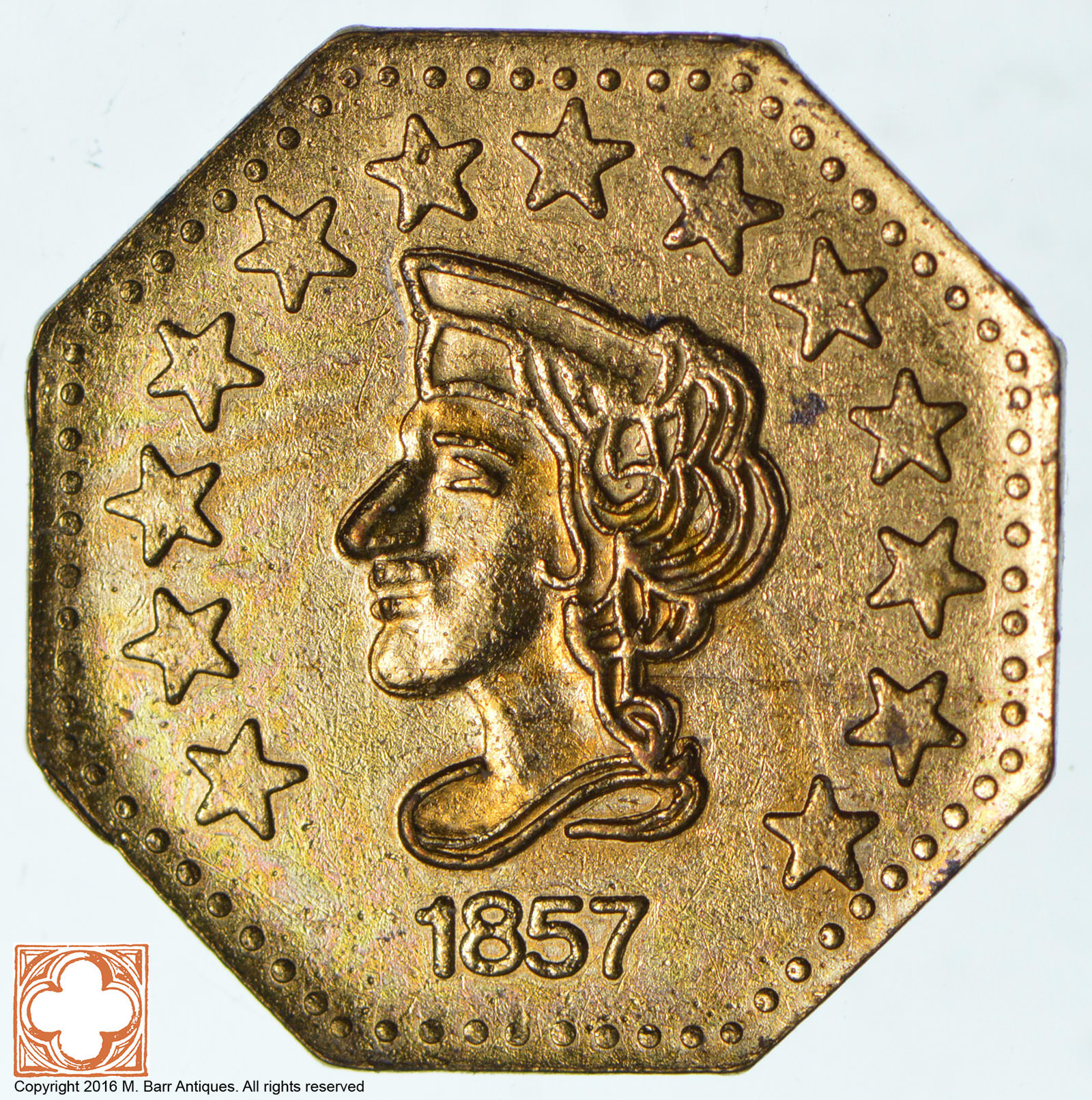 1857 Liberty Octagonal - Souvenir Tribute Token - California Gold Rush ...