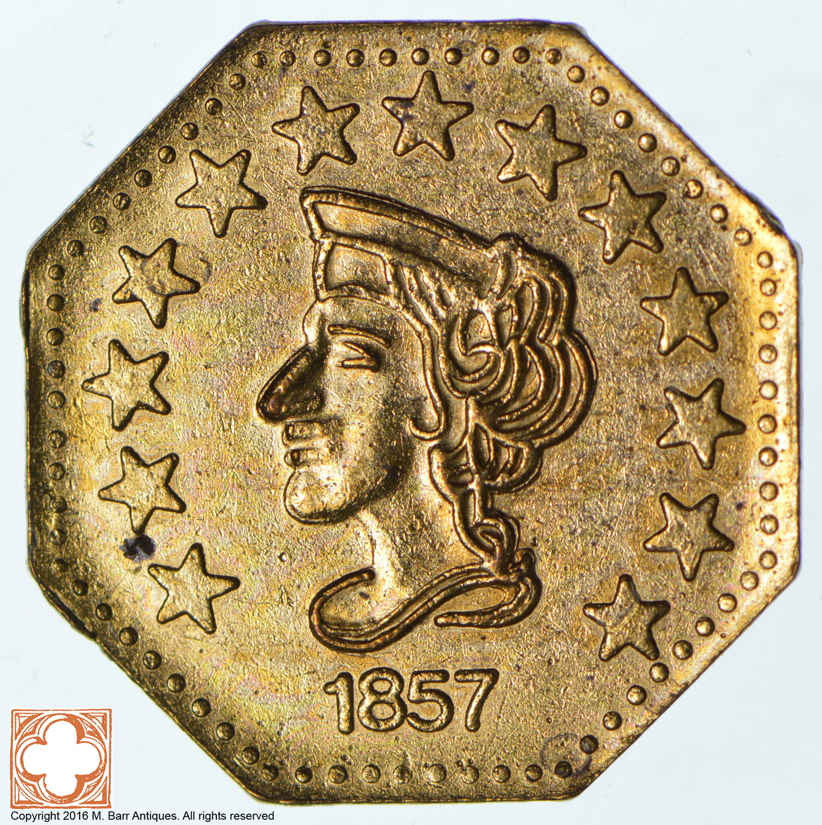 1857 Liberty Octagonal - Souvenir Tribute Token - California Gold Rush ...