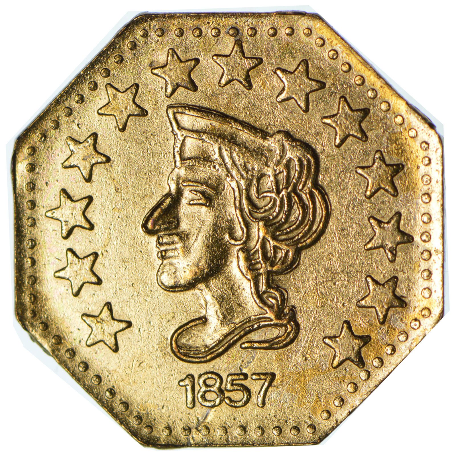 1857 Liberty Octagonal - Souvenir Tribute Token - California Gold Rush ...