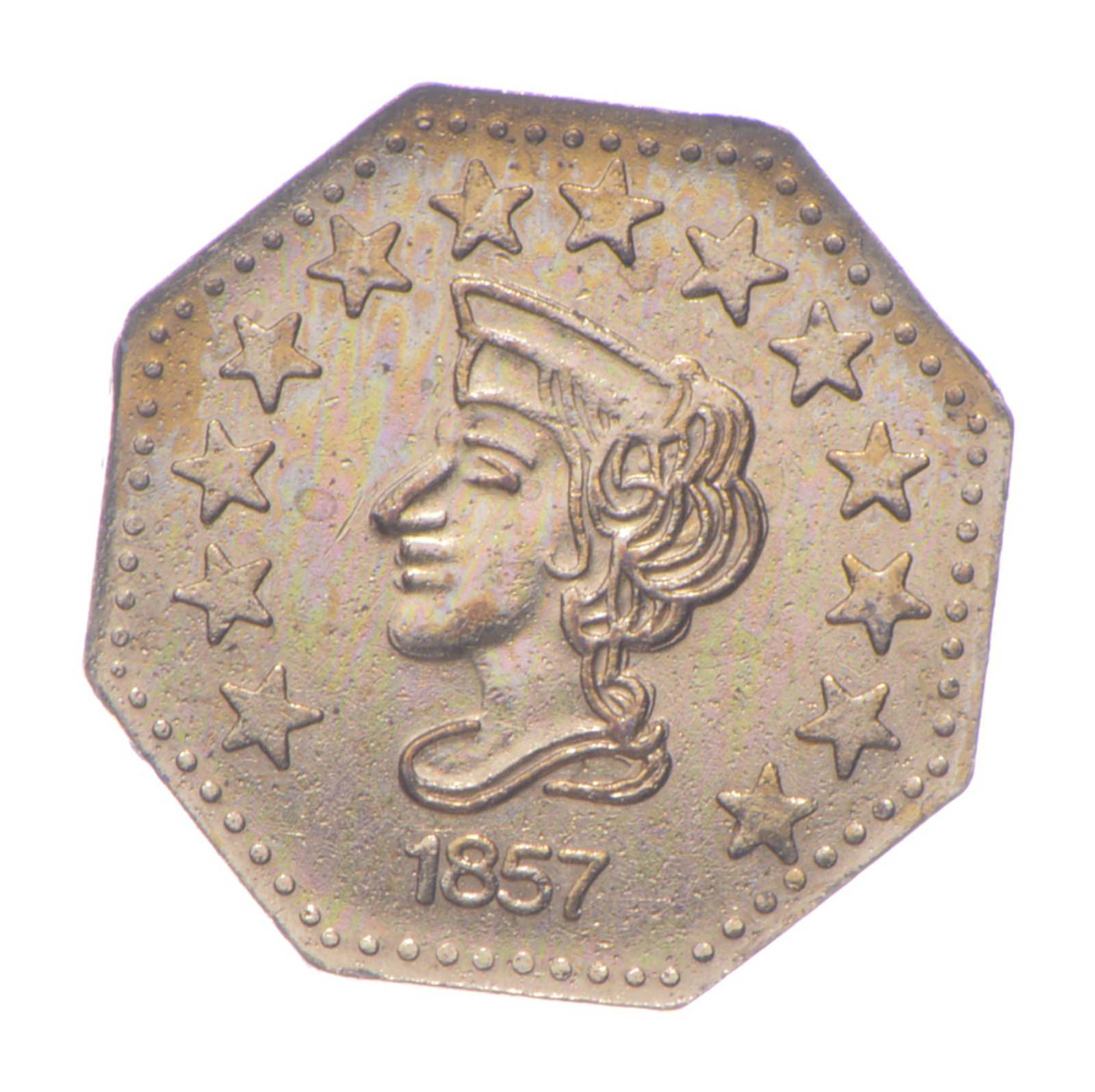 1857 Octagonal California Gold Rush Souvenir Token | Property Room