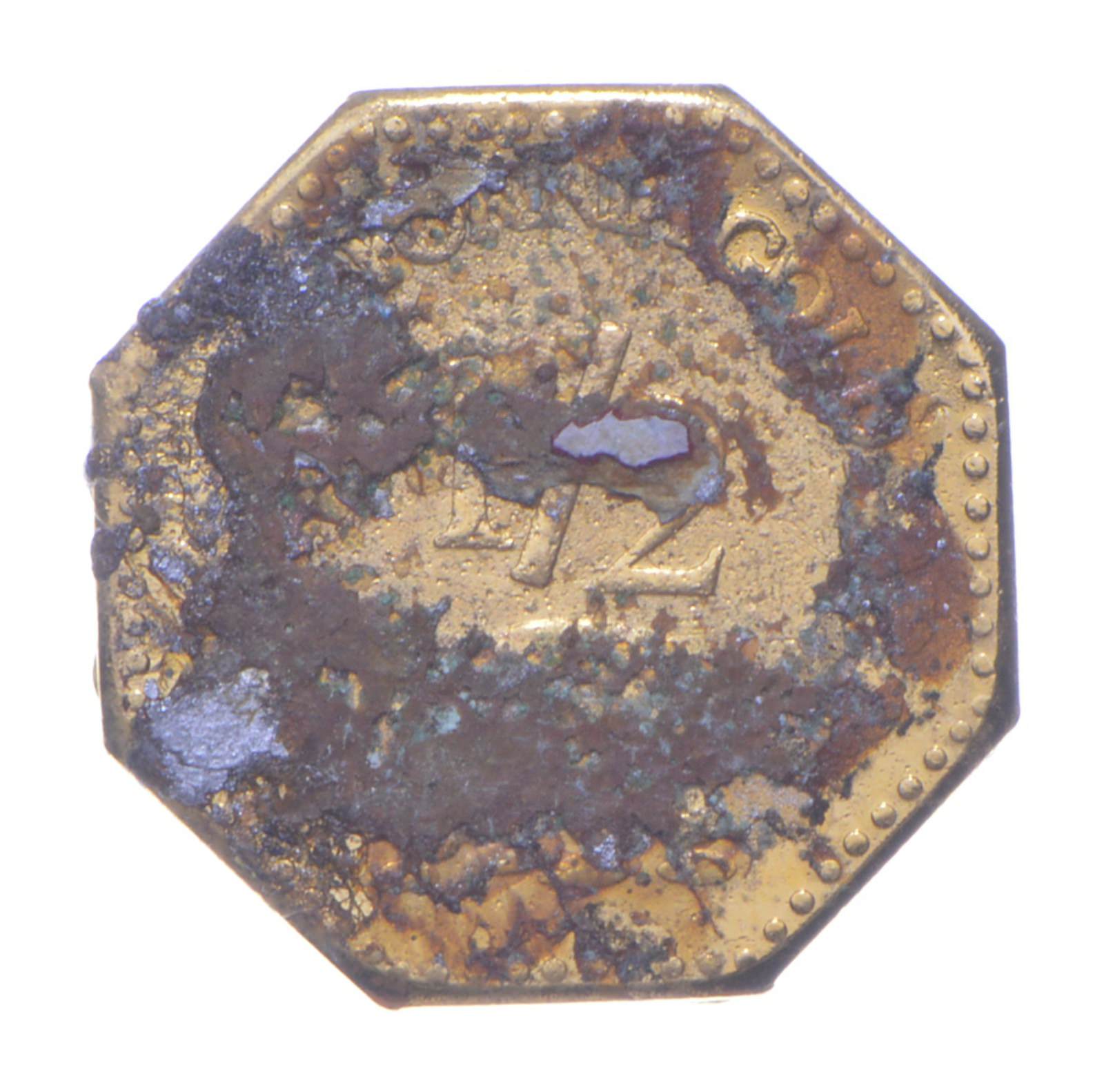 1857 Octagonal California Gold Rush Souvenir Token | Property Room