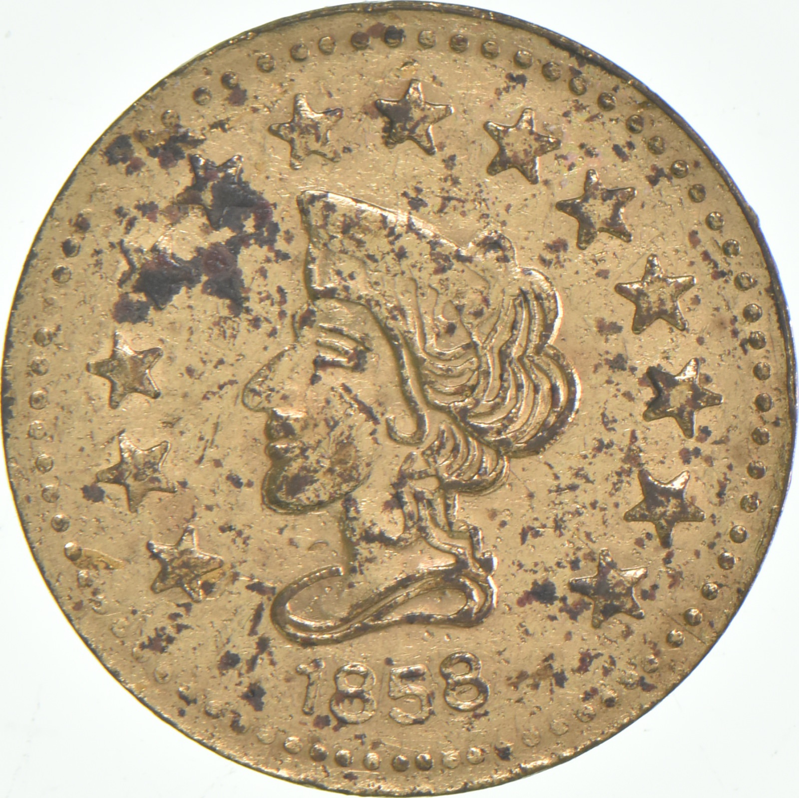 1858 Liberty Round California Gold Rush Souvenir Token | Property Room