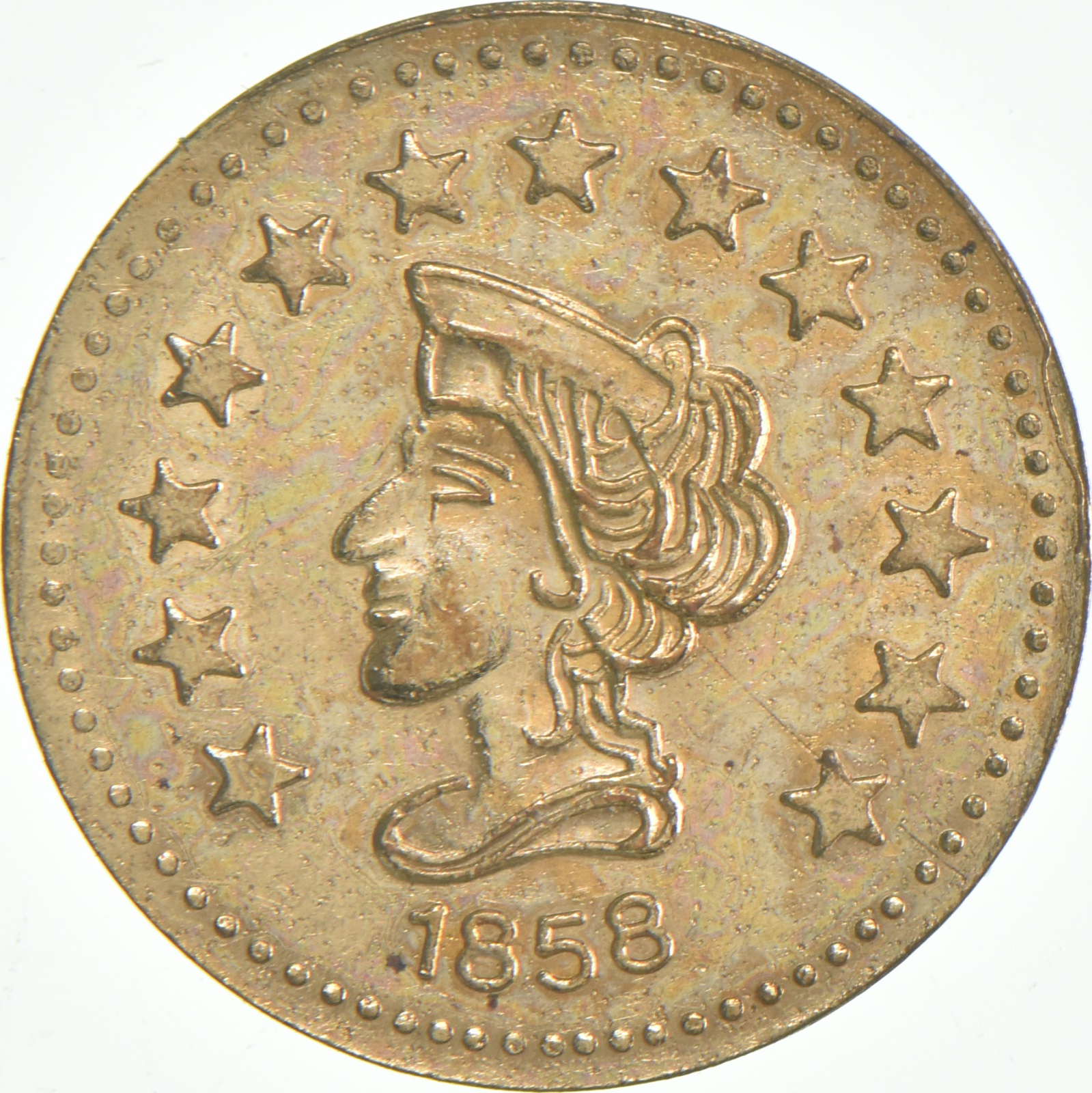 1858 Liberty Round California Gold Rush Souvenir Token | Property Room
