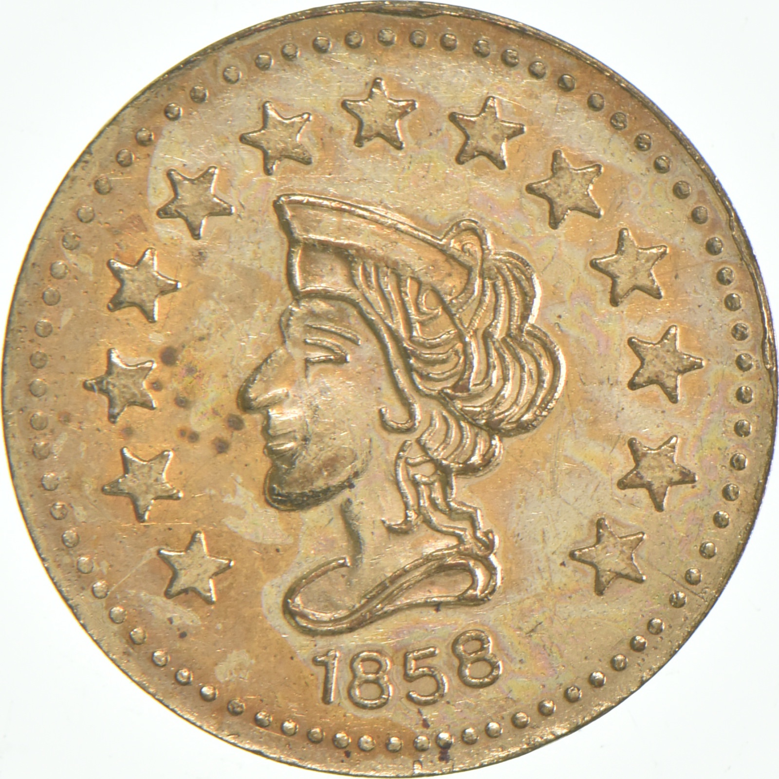 1858 Liberty Round California Gold Rush Souvenir Token | Property Room