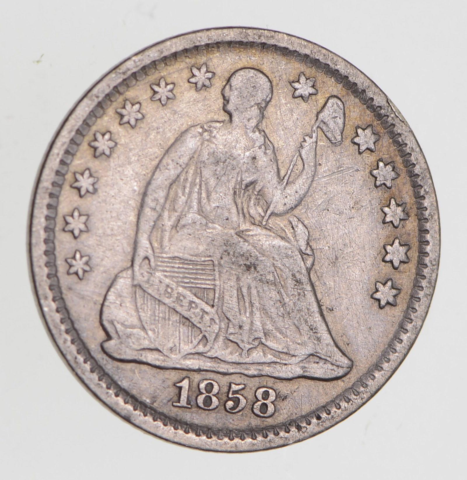 1858 Seated Liberty Half Dime - Circulated | Property Room