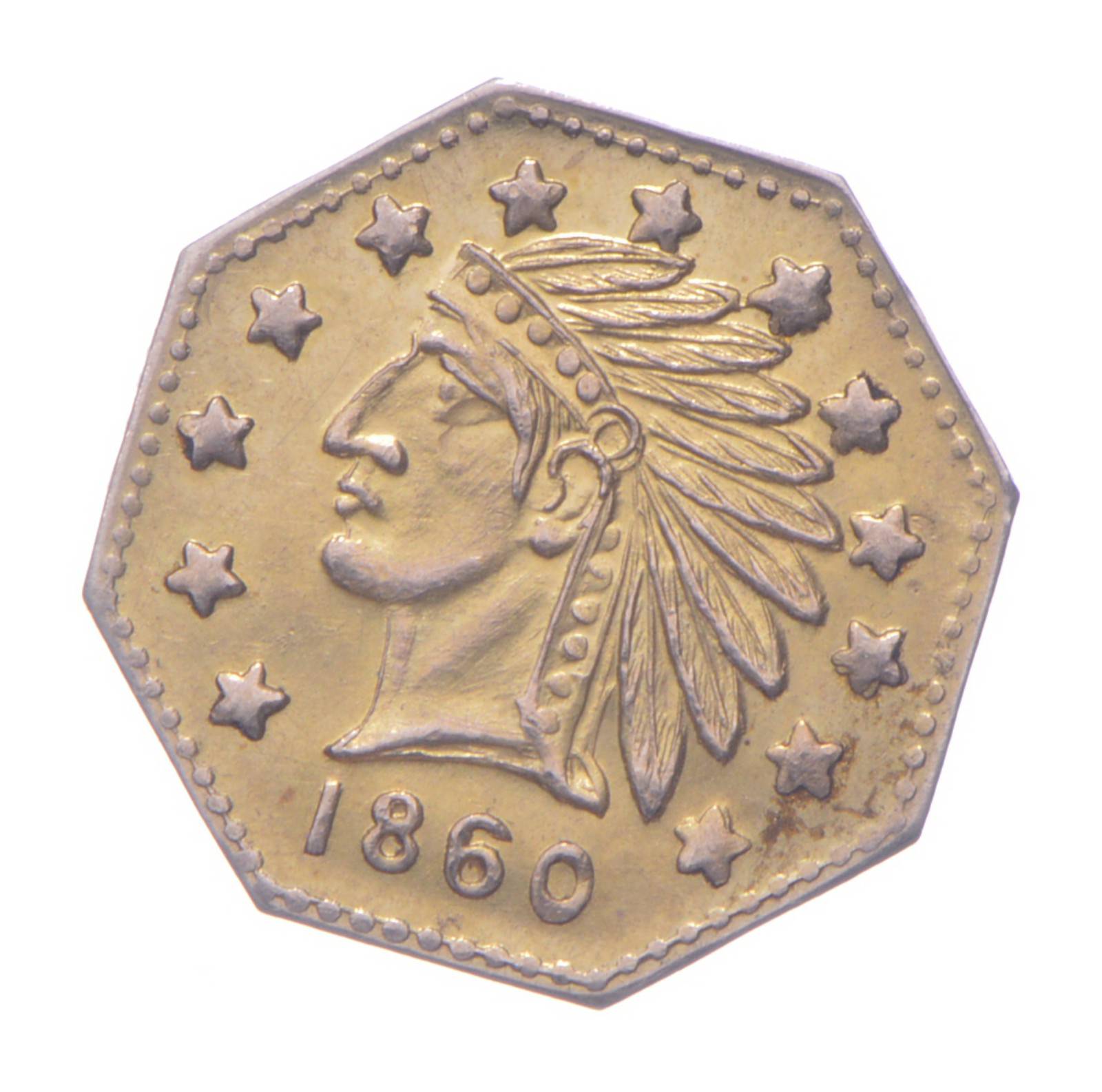 1860 Octagonal California Gold Rush Souvenir Token | Property Room