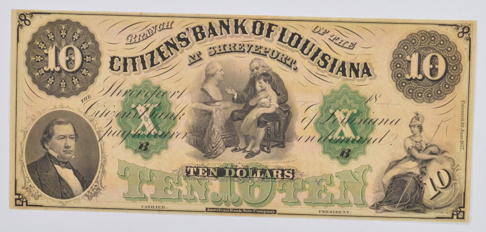 1860s $10 Citizens Bank of Louisiana Shreveport Large Sized Obsolete ...