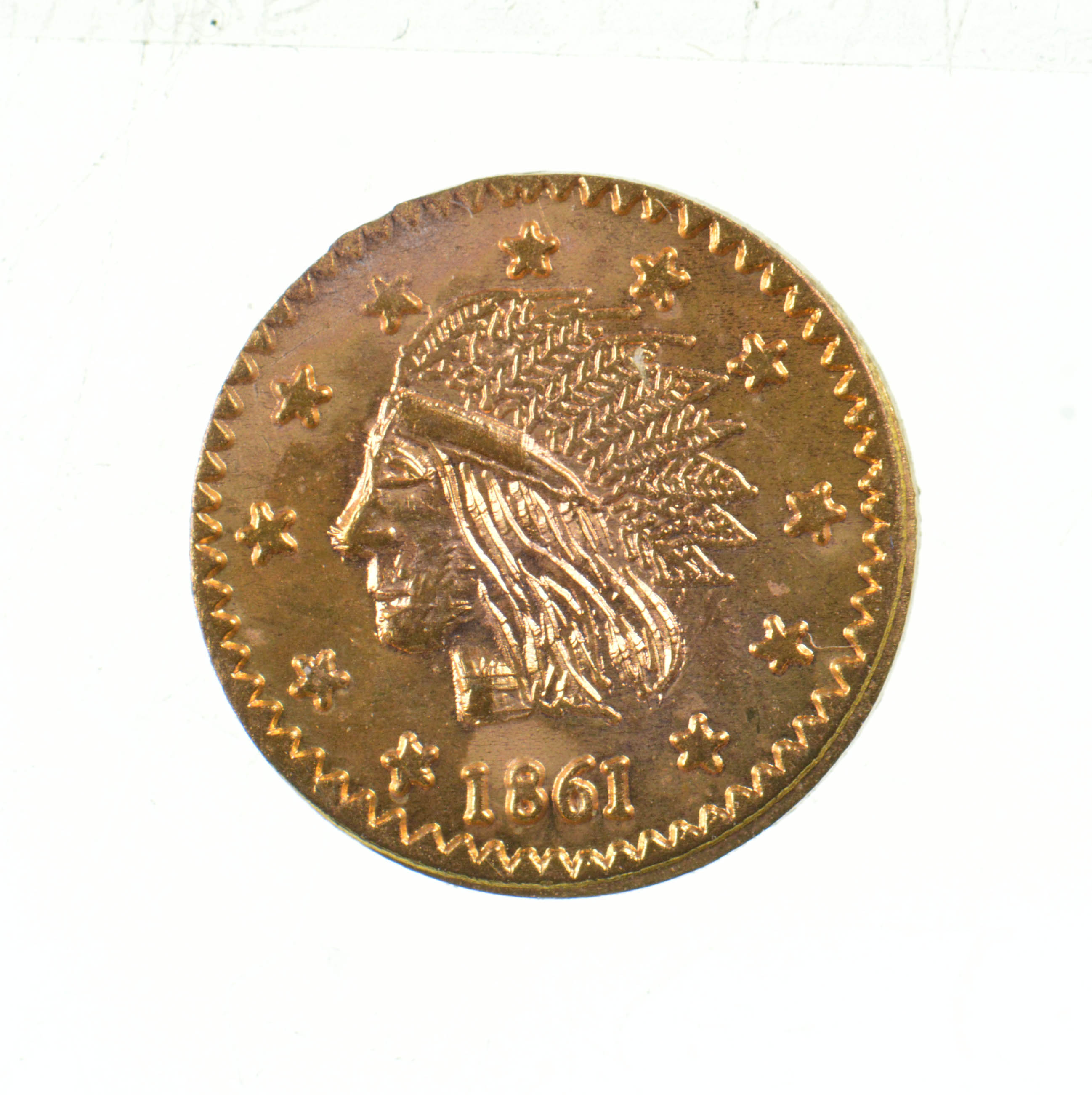 1861 Indian Head Round California Gold Rush Souvenir Token | Property Room