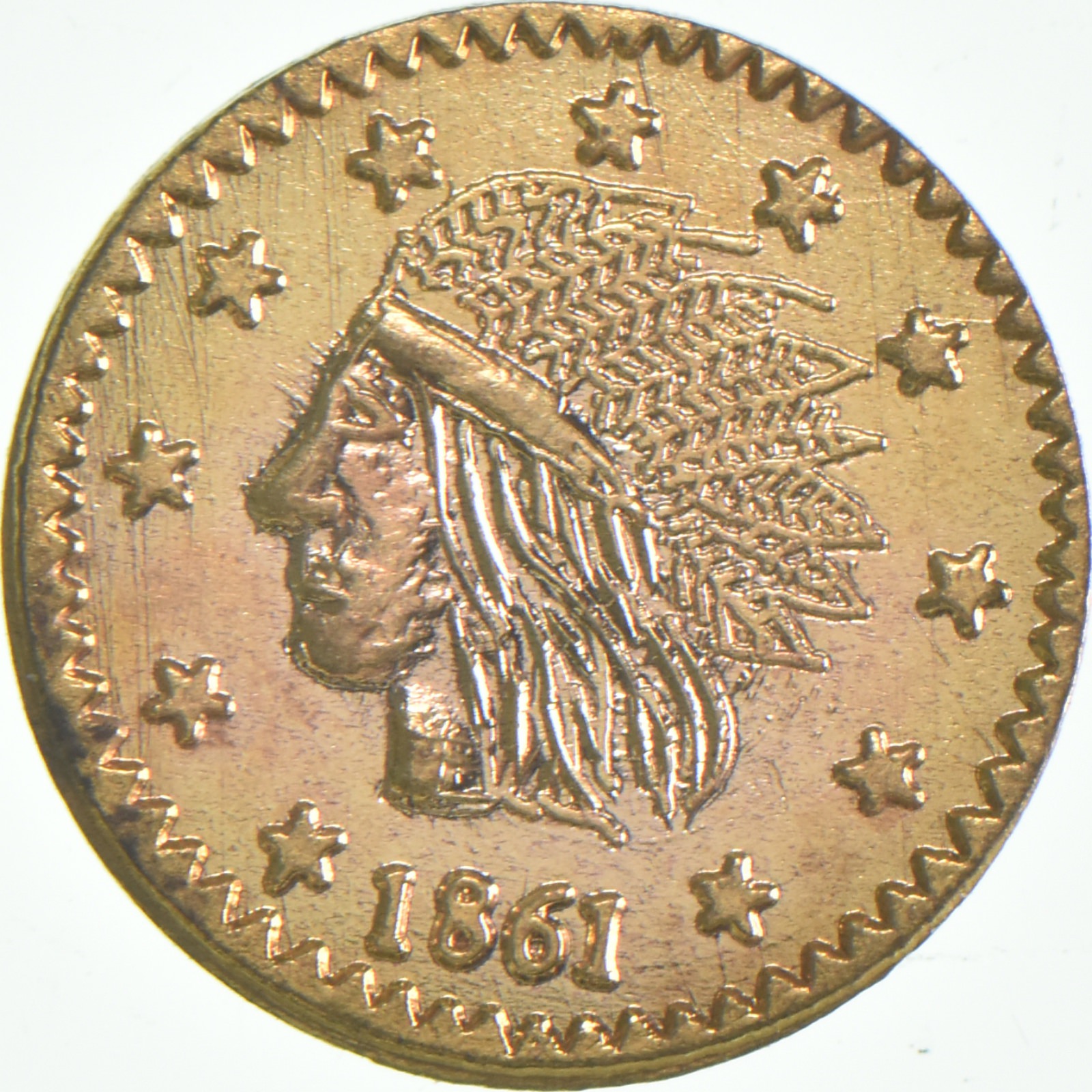 1861 Indian Head Round California Gold Rush Souvenir Token | Property Room