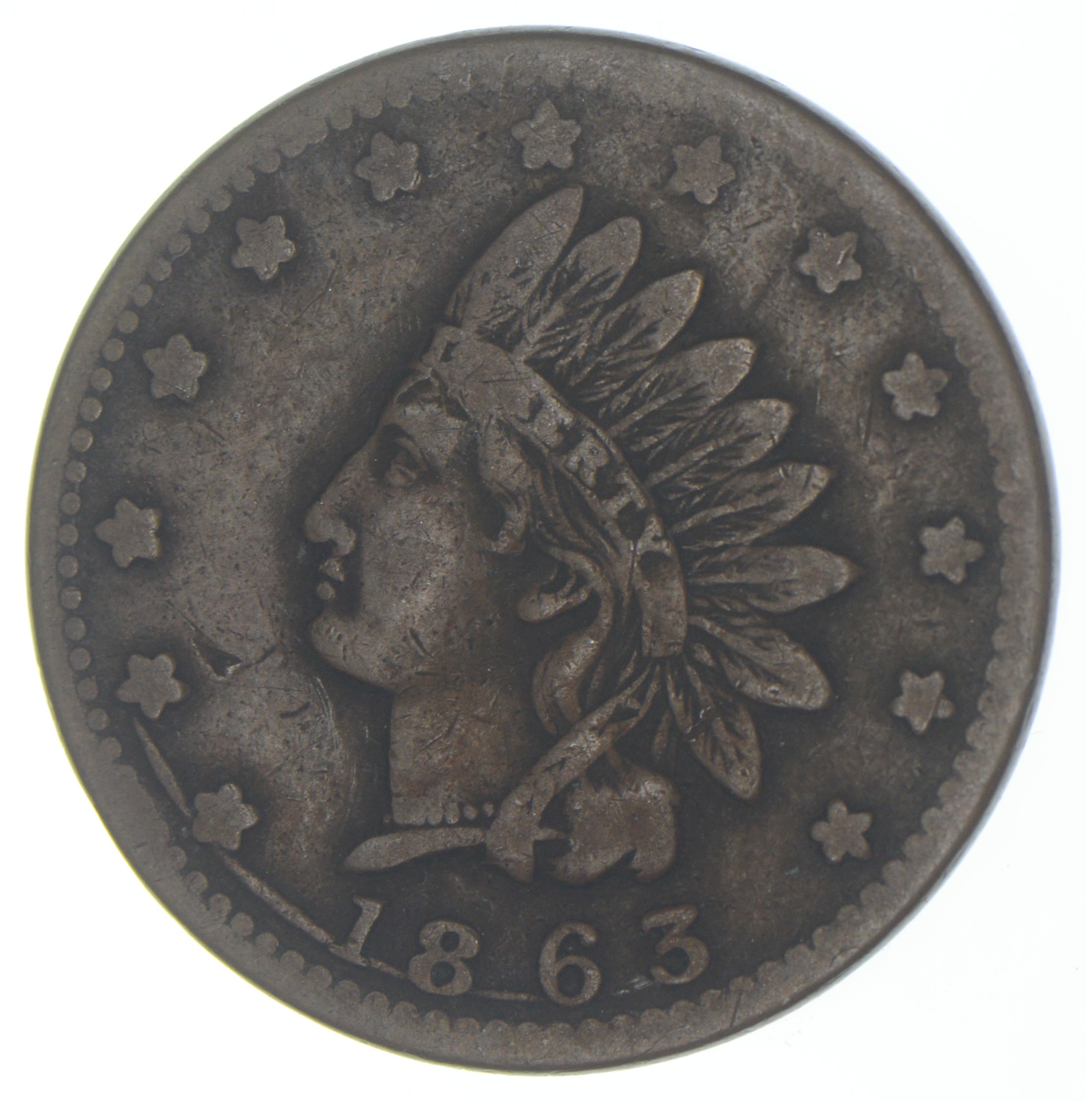 1863 Indian Head/Cannon & Drum Patriotic Token | Property Room