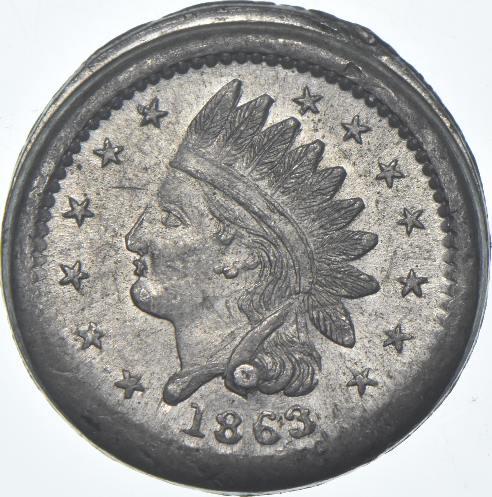 1863 Patriotic Indian Head Civil War Token - F-92/198e - R9 | Property Room