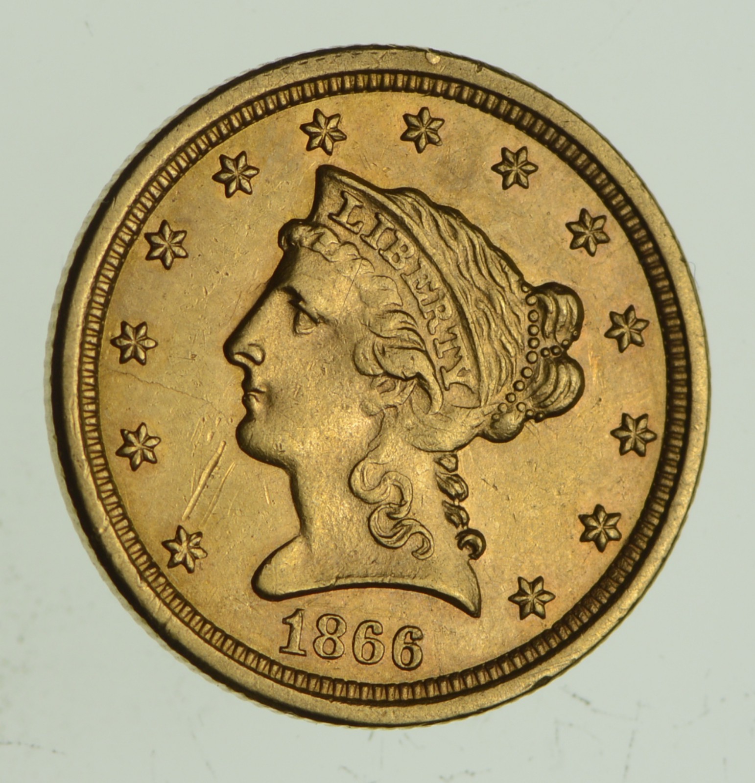 1866-S $2.50 Liberty Head Gold Quarter Eagle | Property Room