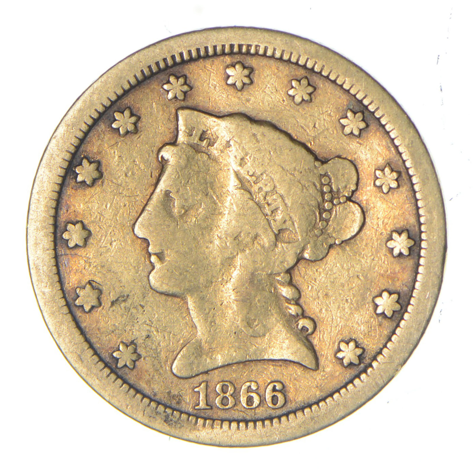 1866-S $2.50 Liberty Head Gold Quarter Eagle - Circulated | Property Room