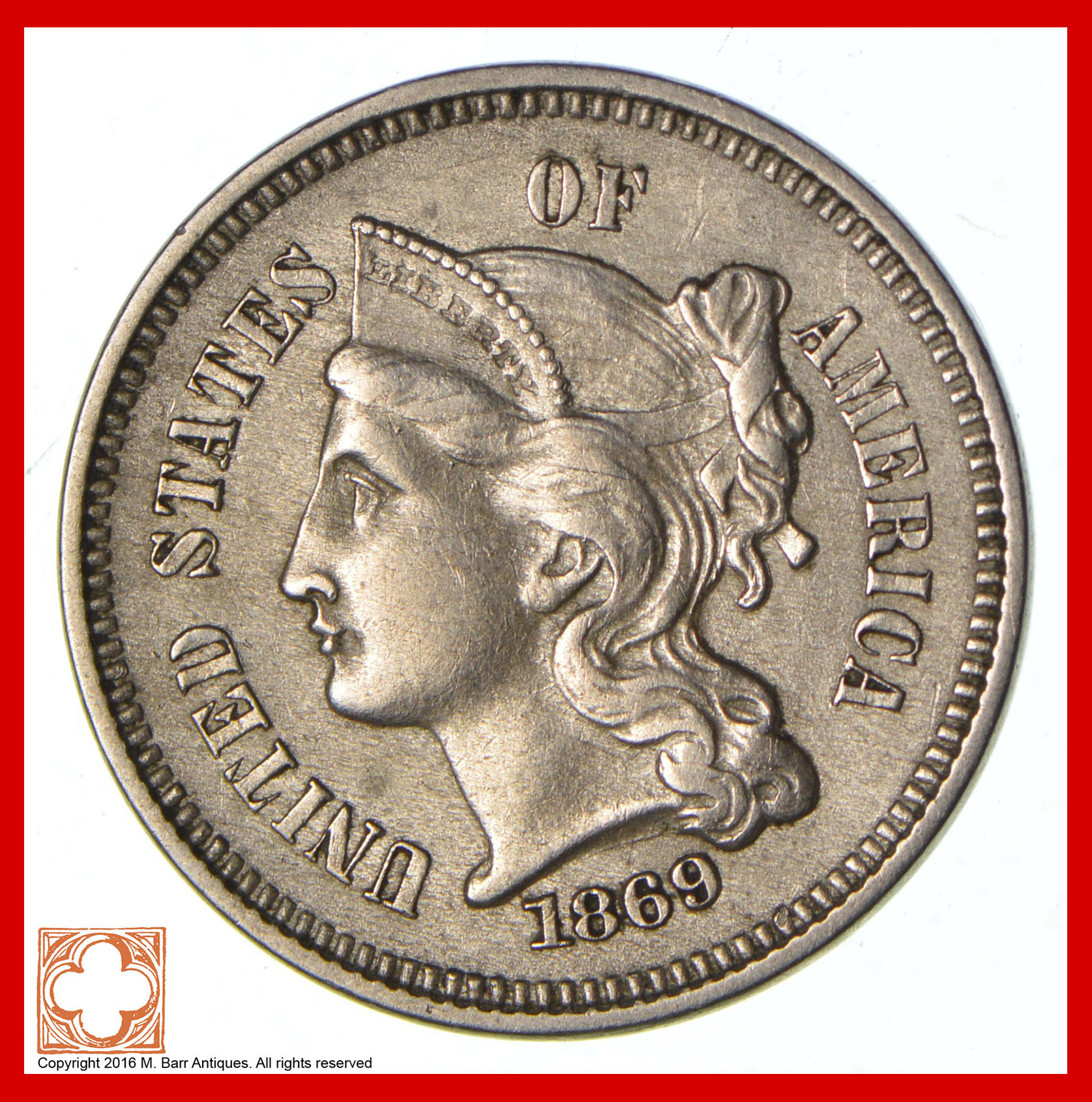 1869 Three-Cent Piece - Copper Nickel | Property Room