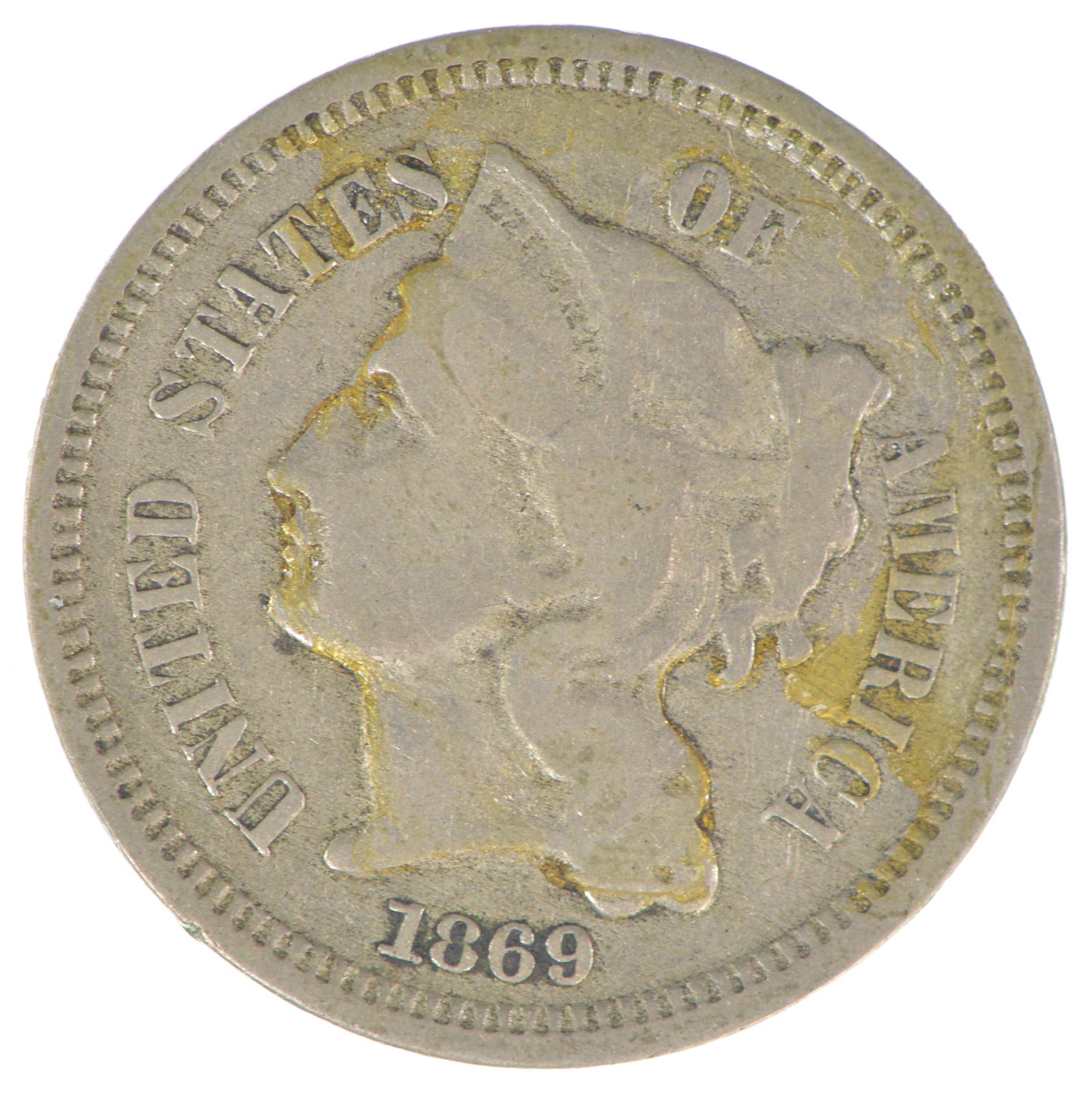 1869 - TRIME - Historic US Type Coin - Better Date - Three Cent Piece ...