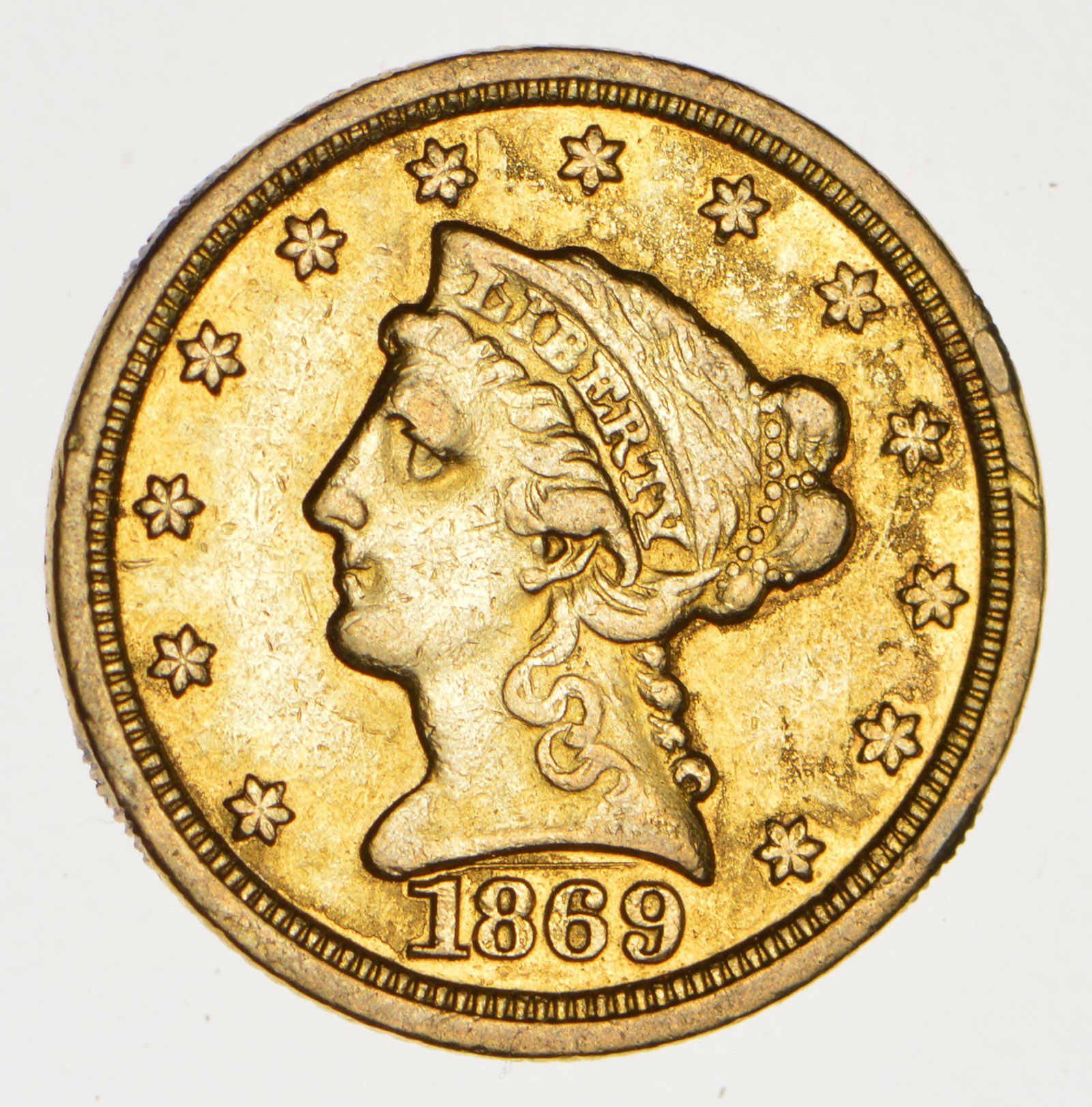 1869-S $2.50 Liberty Head Gold Quarter Eagle - Ex Jewelry - Circulated ...