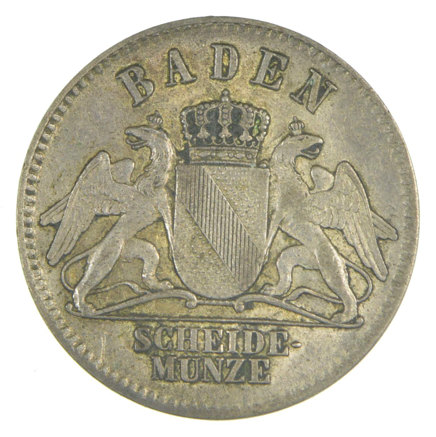 1871 German States - Baden 3 Kreuzer Silver Coin | Property Room