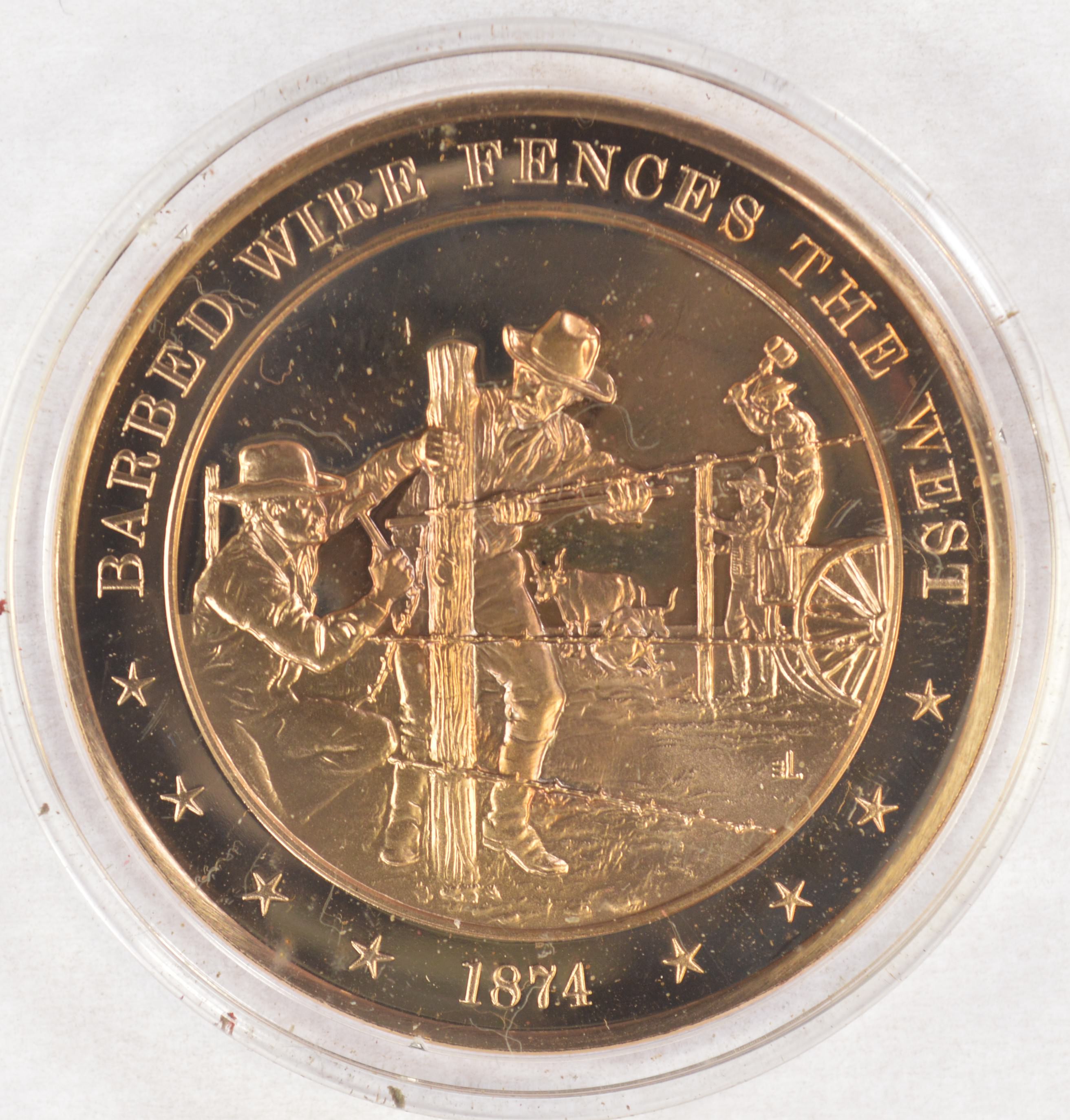 1874 Barbed Wire Fences The West - Bronze Historic Commemorative Medal ...