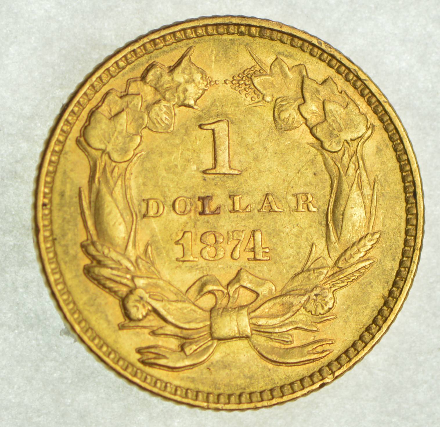1874 Indian Princess Head Gold Dollar - 1.7 Grams | Property Room