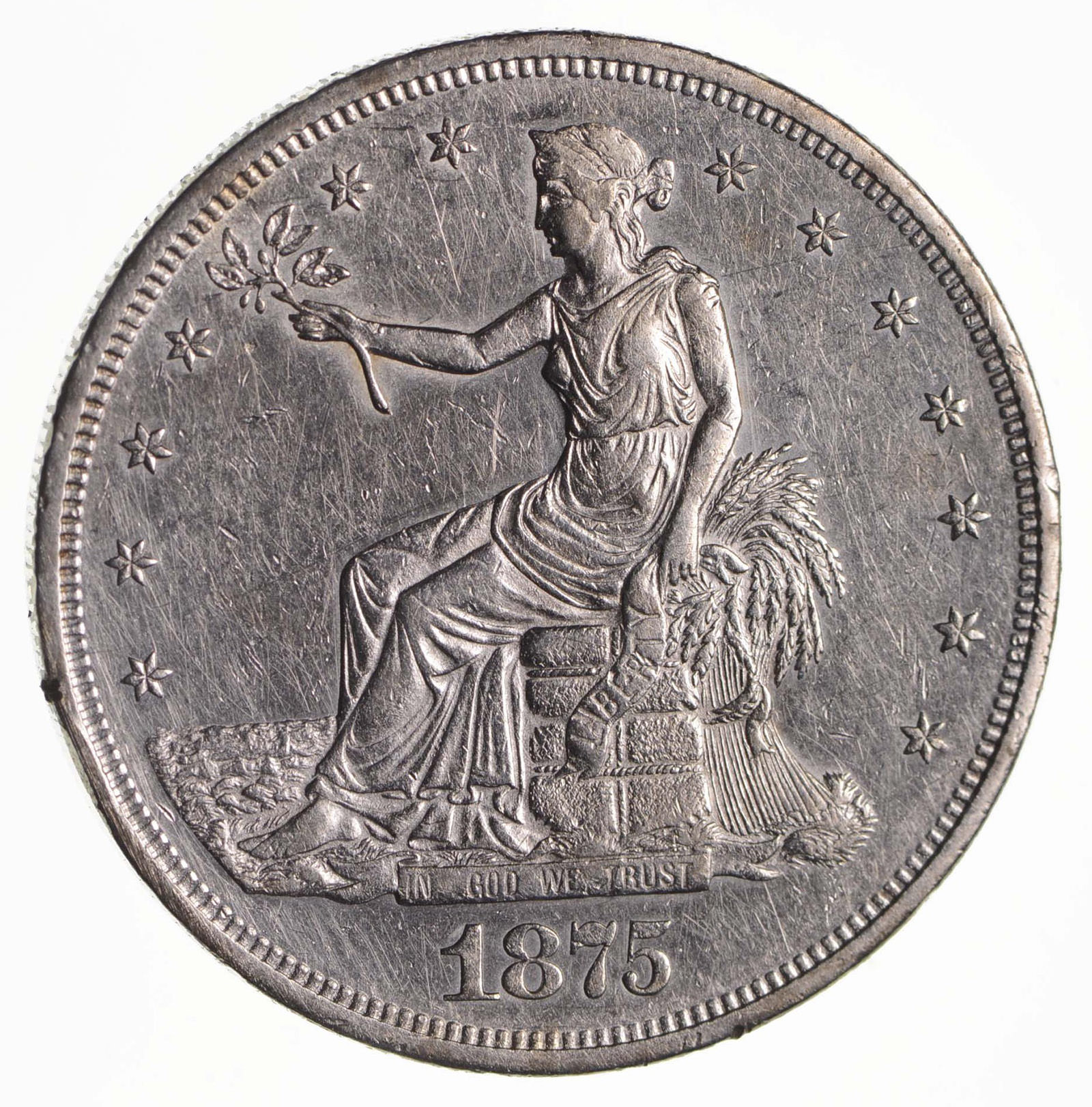 1875 CC Seated Liberty Silver Trade Dollar Property Room 1875 CC Seated Liberty Silver Trade Dollar Property Room