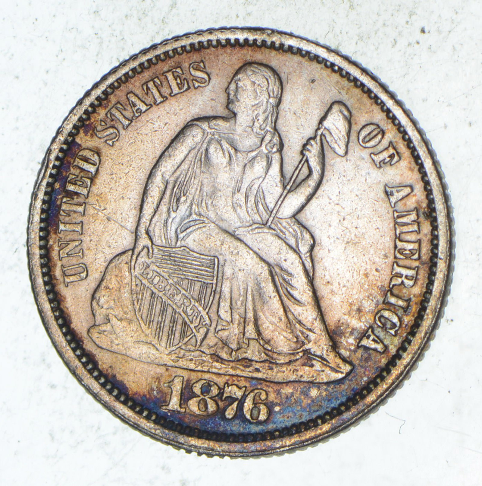 1876 Seated Liberty Silver Dime - Choice | Property Room