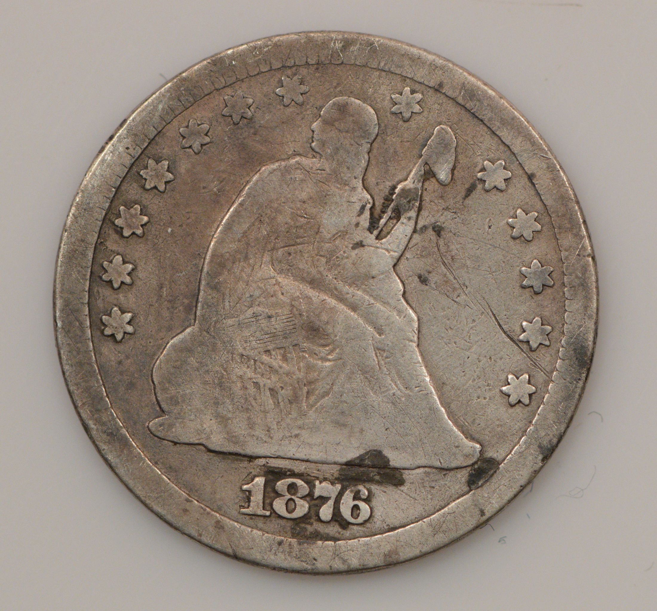 1876-CC Liberty Seated Quarter Dollar, Variety 4- Carson City ...