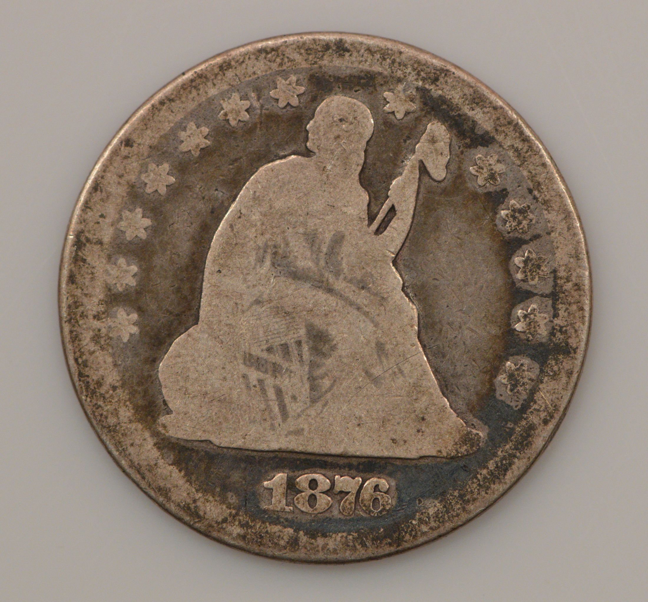 1876-CC Liberty Seated Quarter Dollar, Variety 4- Carson City ...