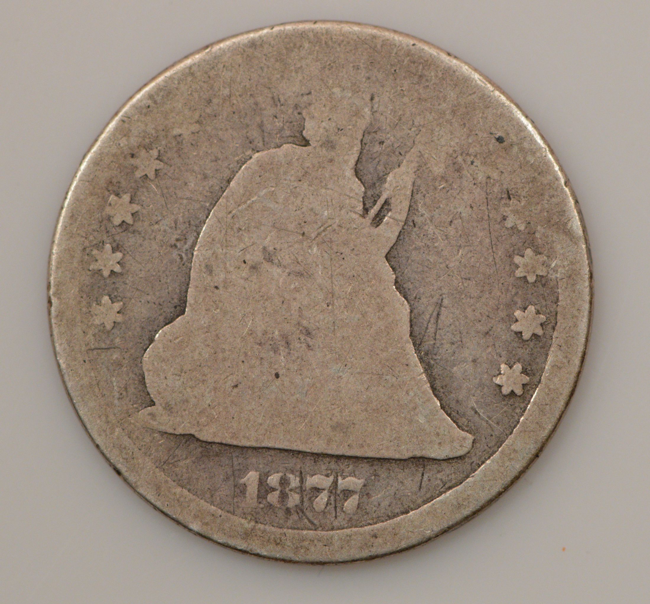 1877-CC Liberty Seated Quarter Dollar, Variety 4- Carson City ...