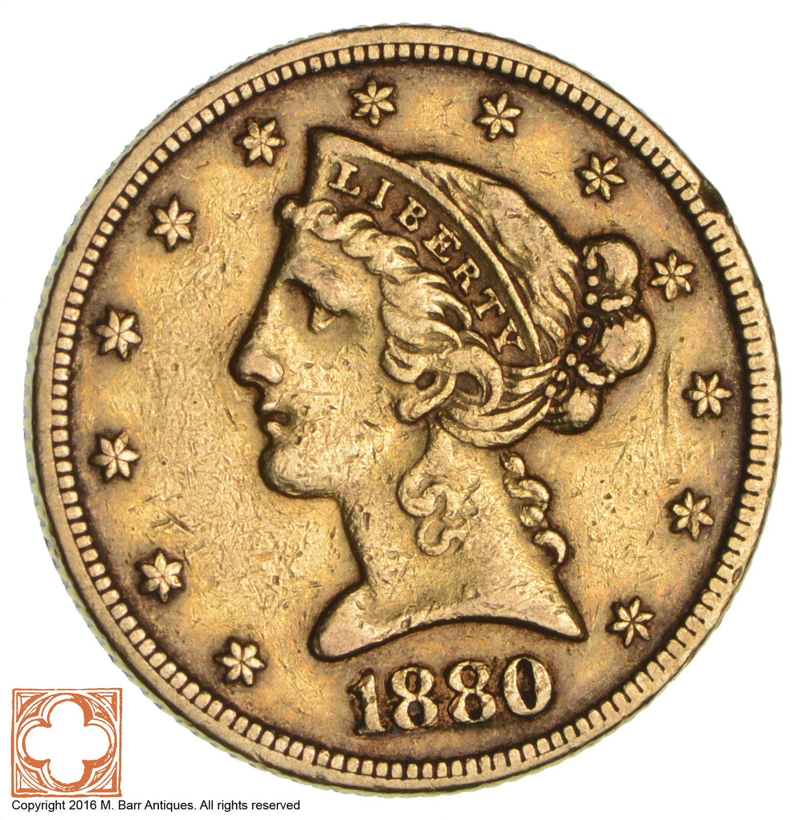 1880 $5.00 Liberty Head Gold Half Eagle | Property Room